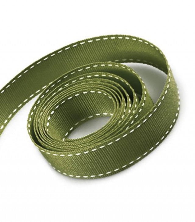 Trimplace 1 Inch Willow Saddle Stitch Ribbon with White Stitching ...