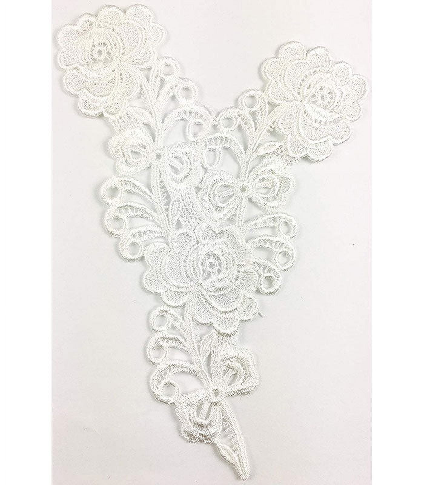 Trimplace White Rayon Floral Front Yoke - 5" Wide x 7 1/2" High ...