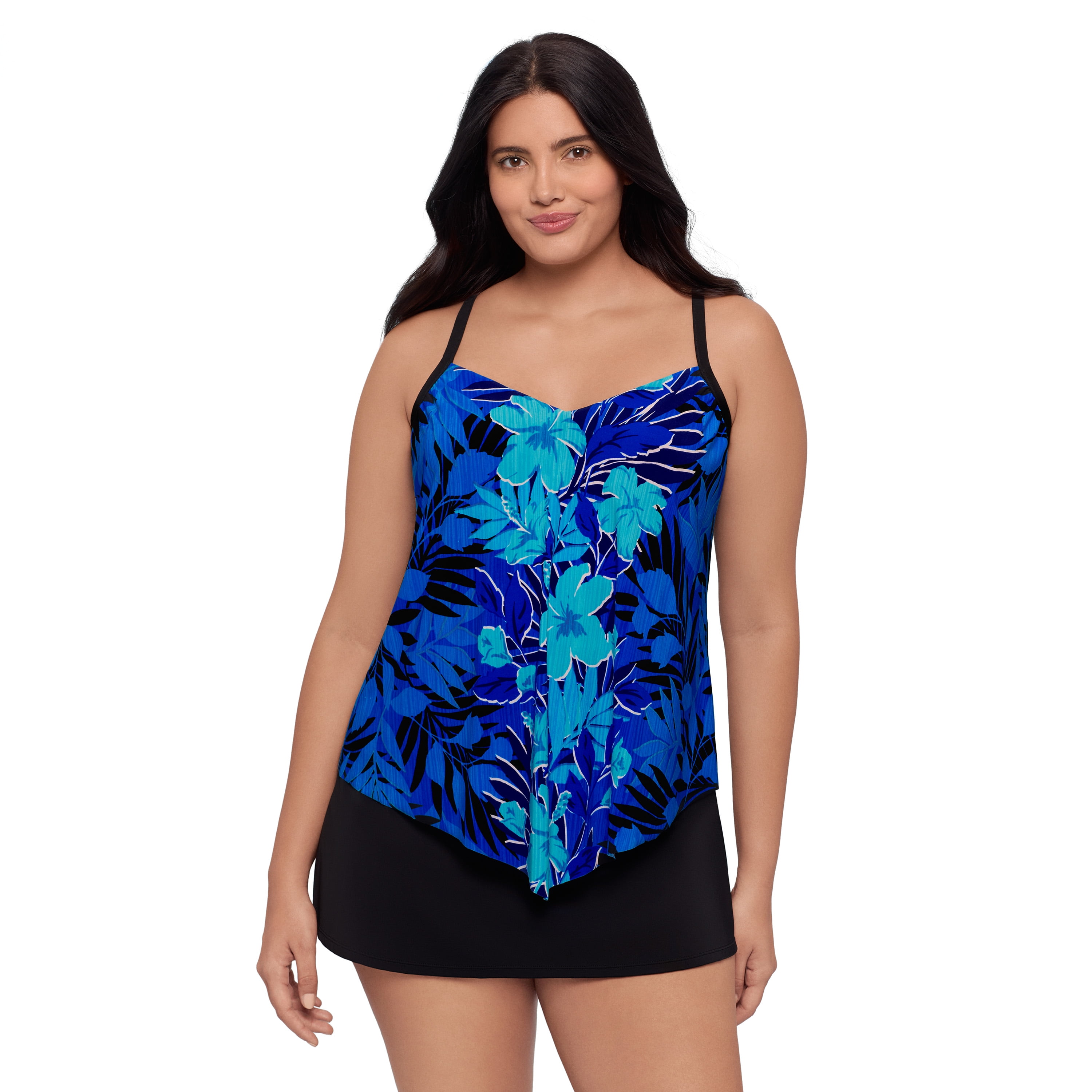 Trimshaper Women's Hank Handkerchief Floral Tankini Swim Top - Tropic ...