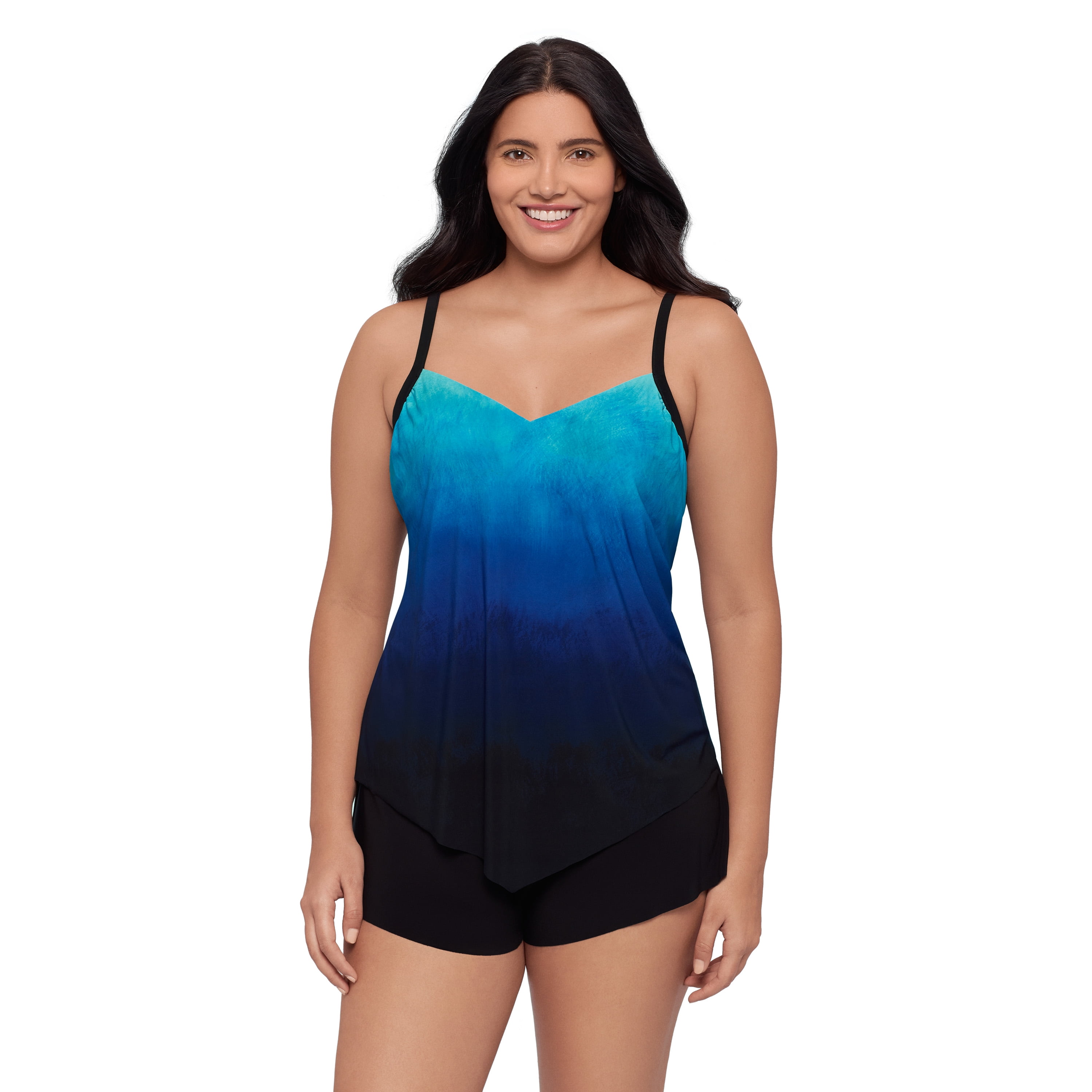 Trimshaper Women's Hank Handkerchief Tankini Swim Top - Oceana Ombre ...