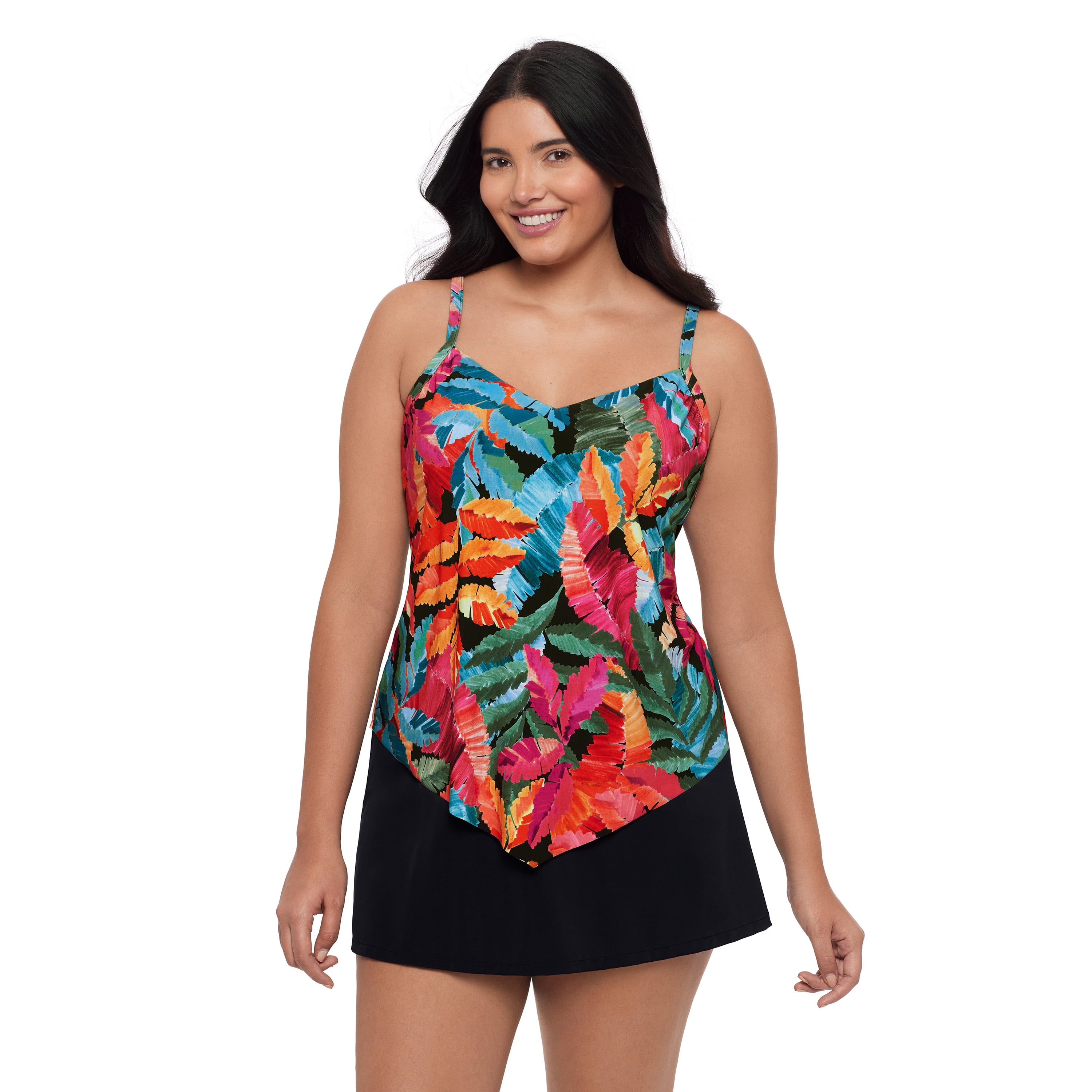 Trimshaper Women's Hank Handkerchief Tankini Swim Top - Vintage Jungle ...