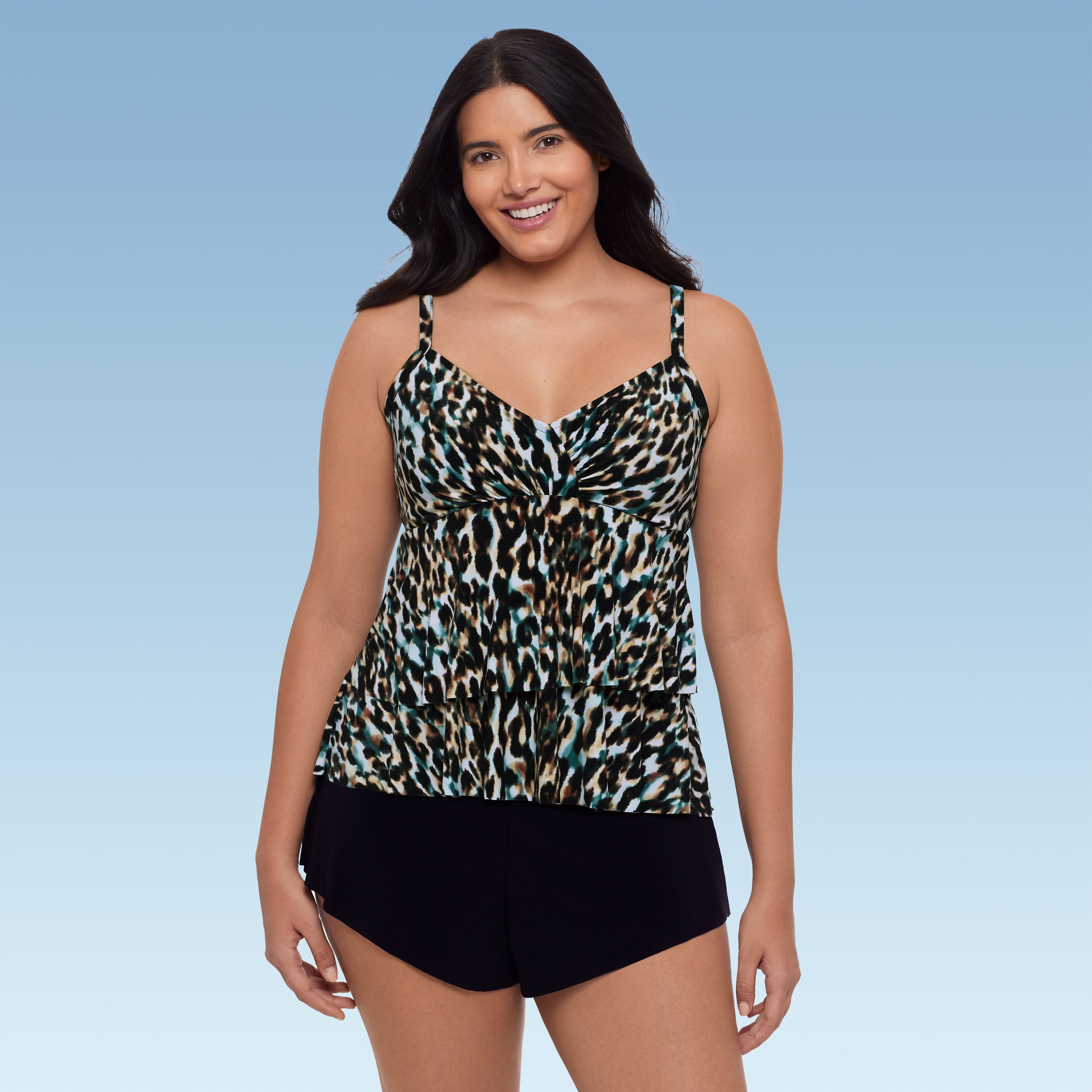 Women's Leona 2 Tier Tankini Swimsuit Top - Walmart.com