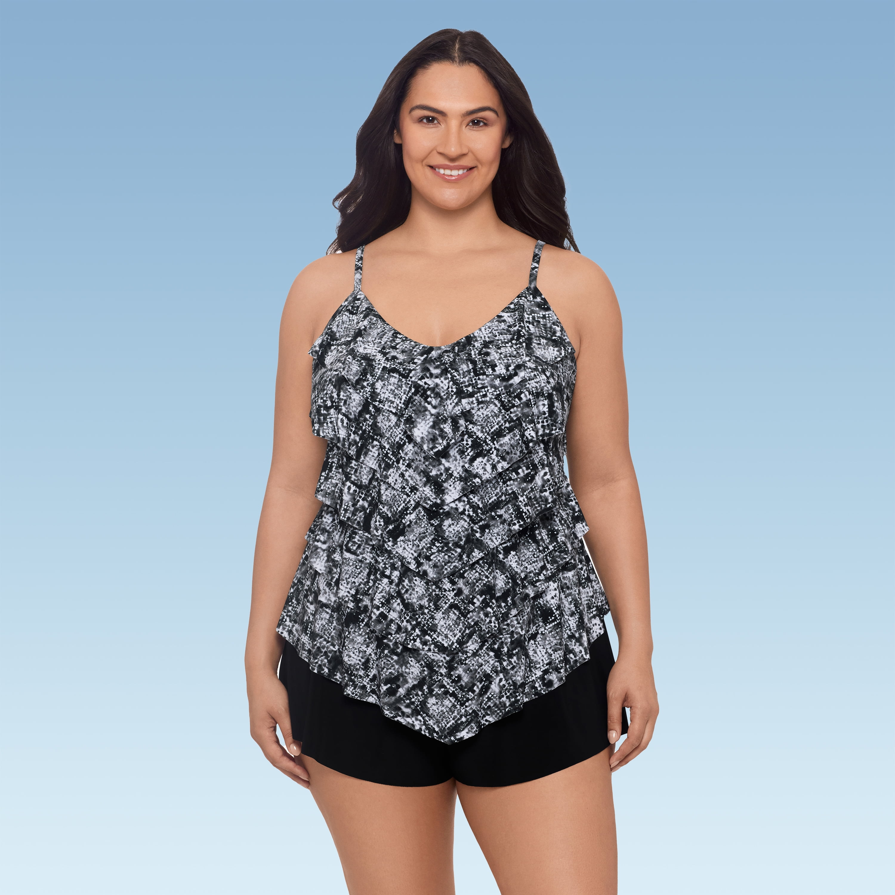 Women's Plus Size Rachel 5 Tier Ruffle Tankini Swimsuit Top - Walmart.com