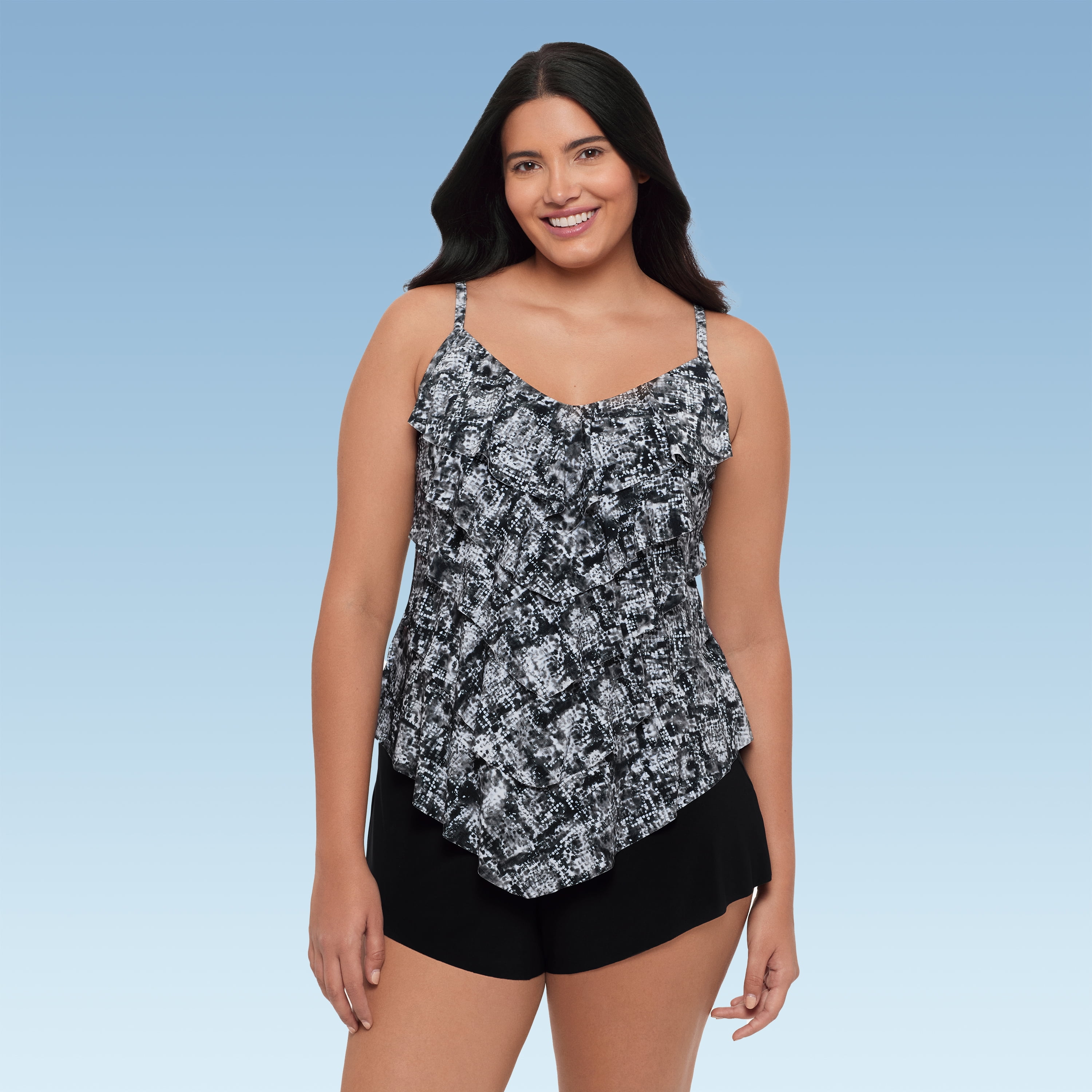 Women's Rachel 5 Tier Ruffle Tankini Swimsuit Top - Walmart.com