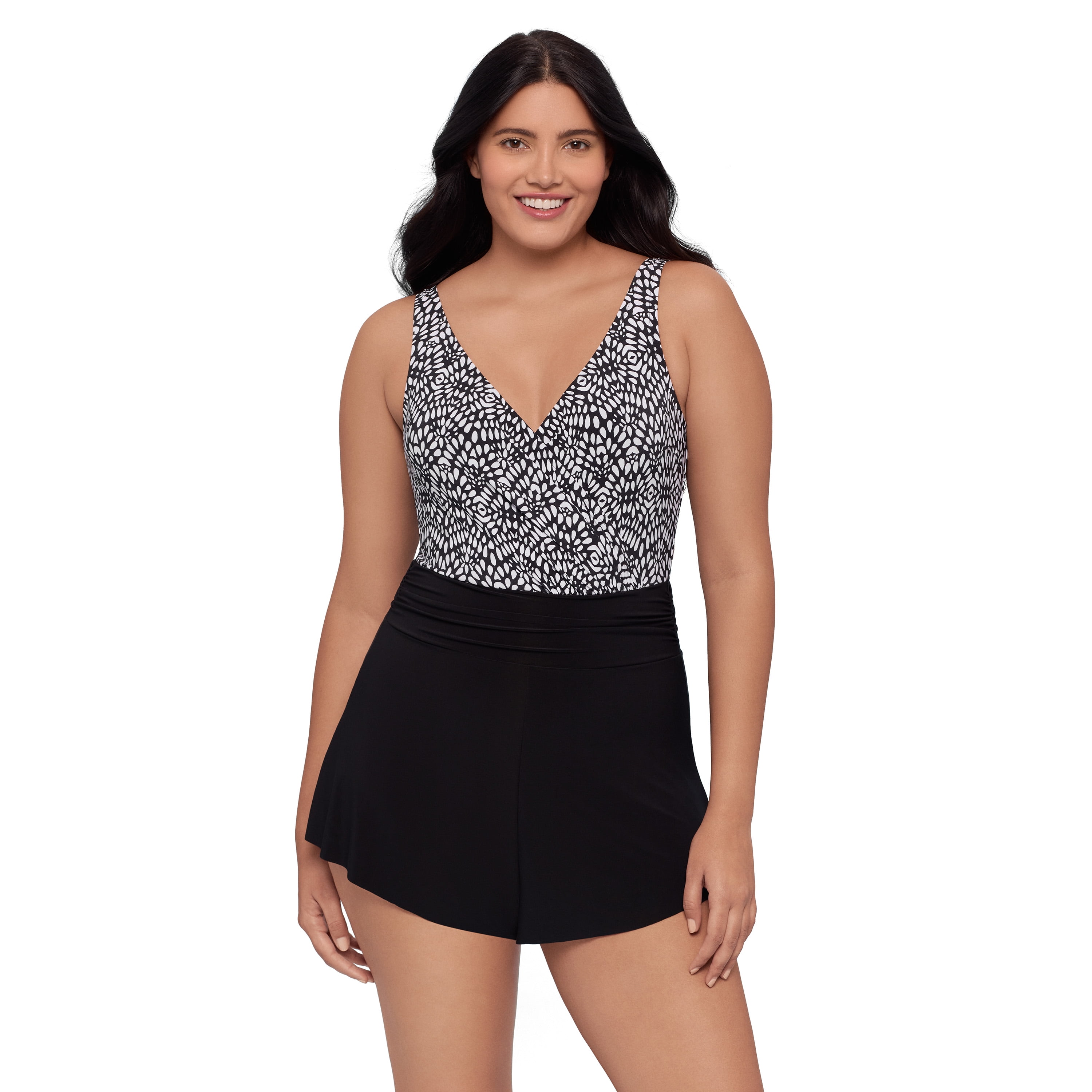 Trimshaper Women's Rebecca Plus Swim Romper with Pockets - Balinese ...