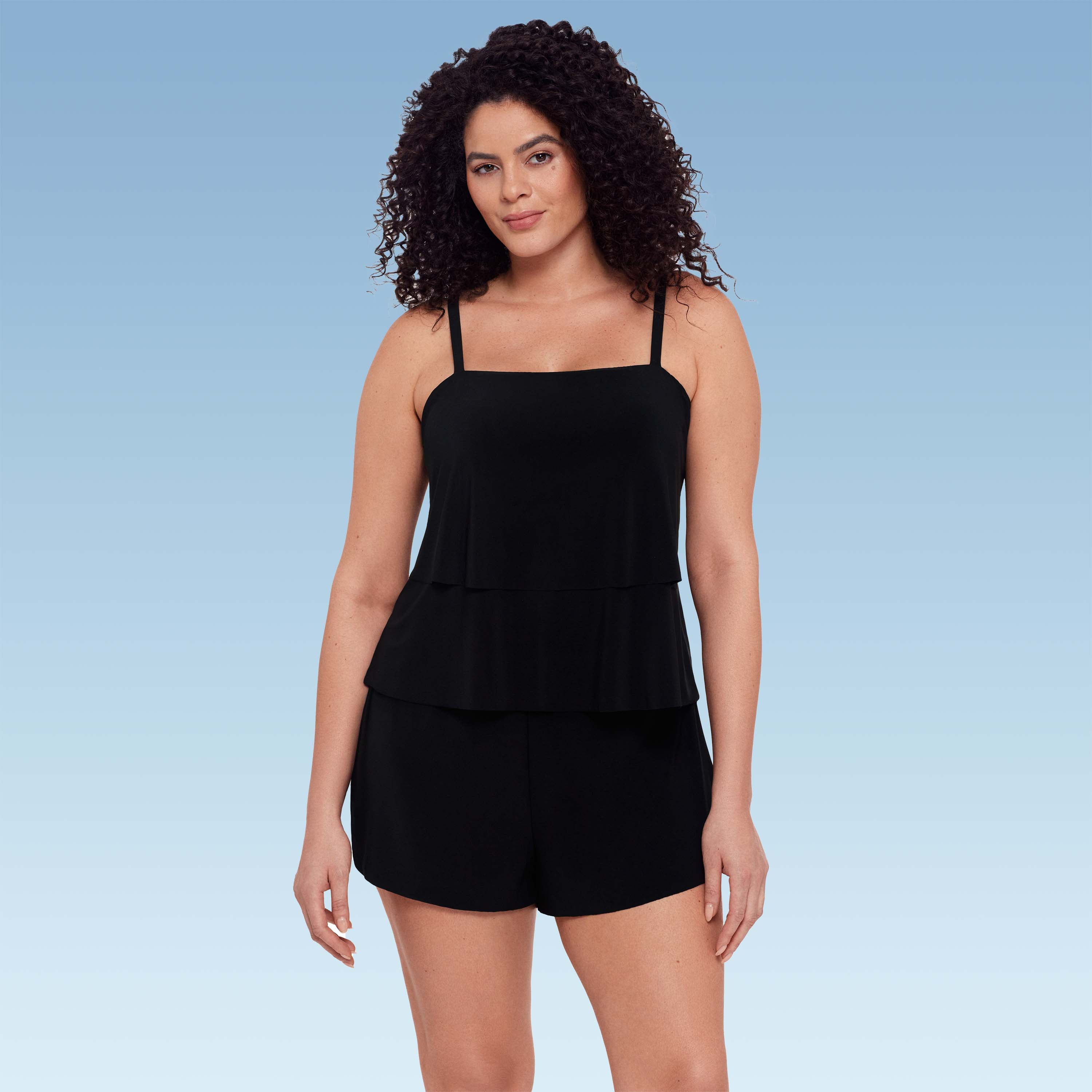 Women's Roxy Tummy Control 2 Tier Swimsuit Romper - Walmart.com