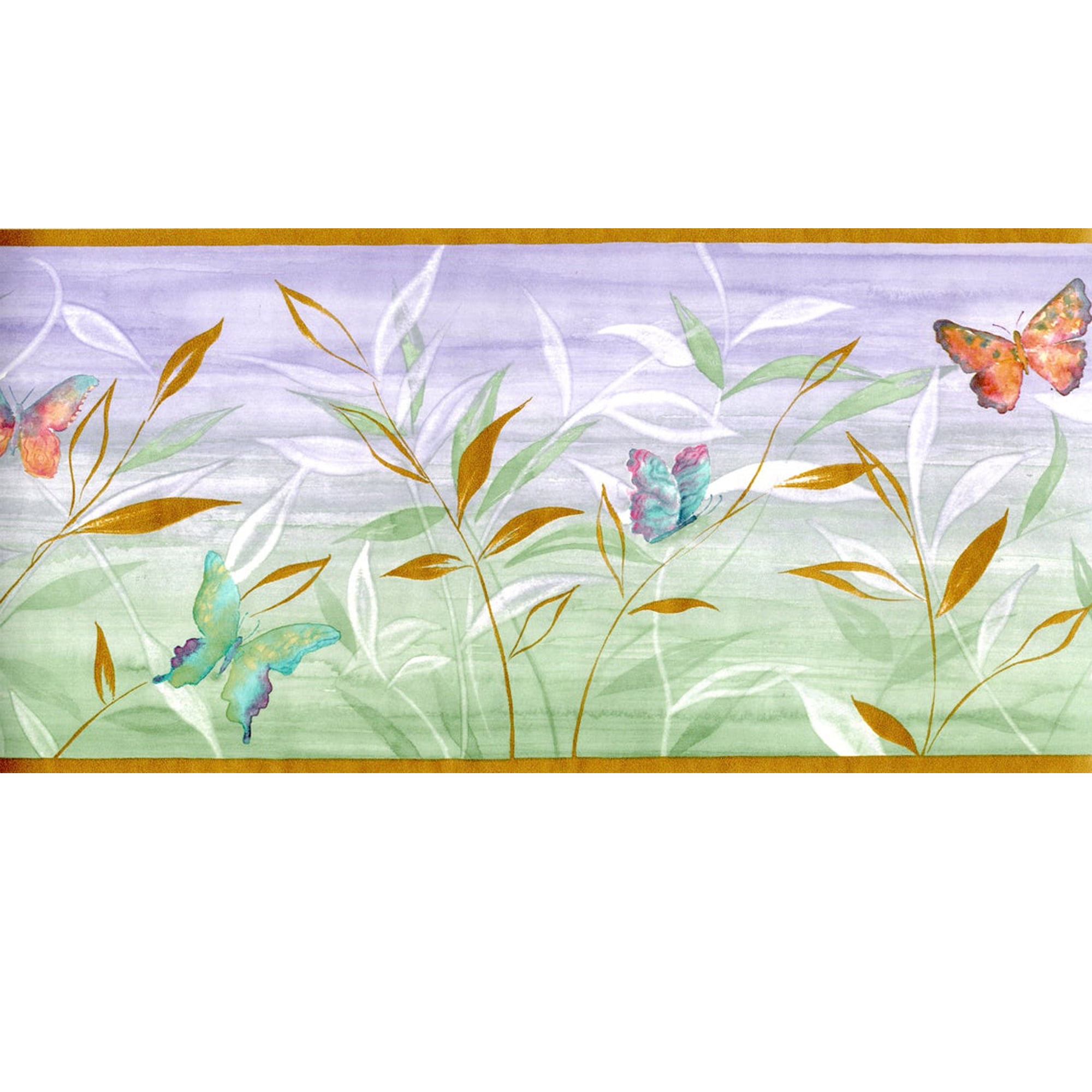 Trimz Butterfly and Leaves Wallpaper Border Wall Decor, Pastel, Pre ...