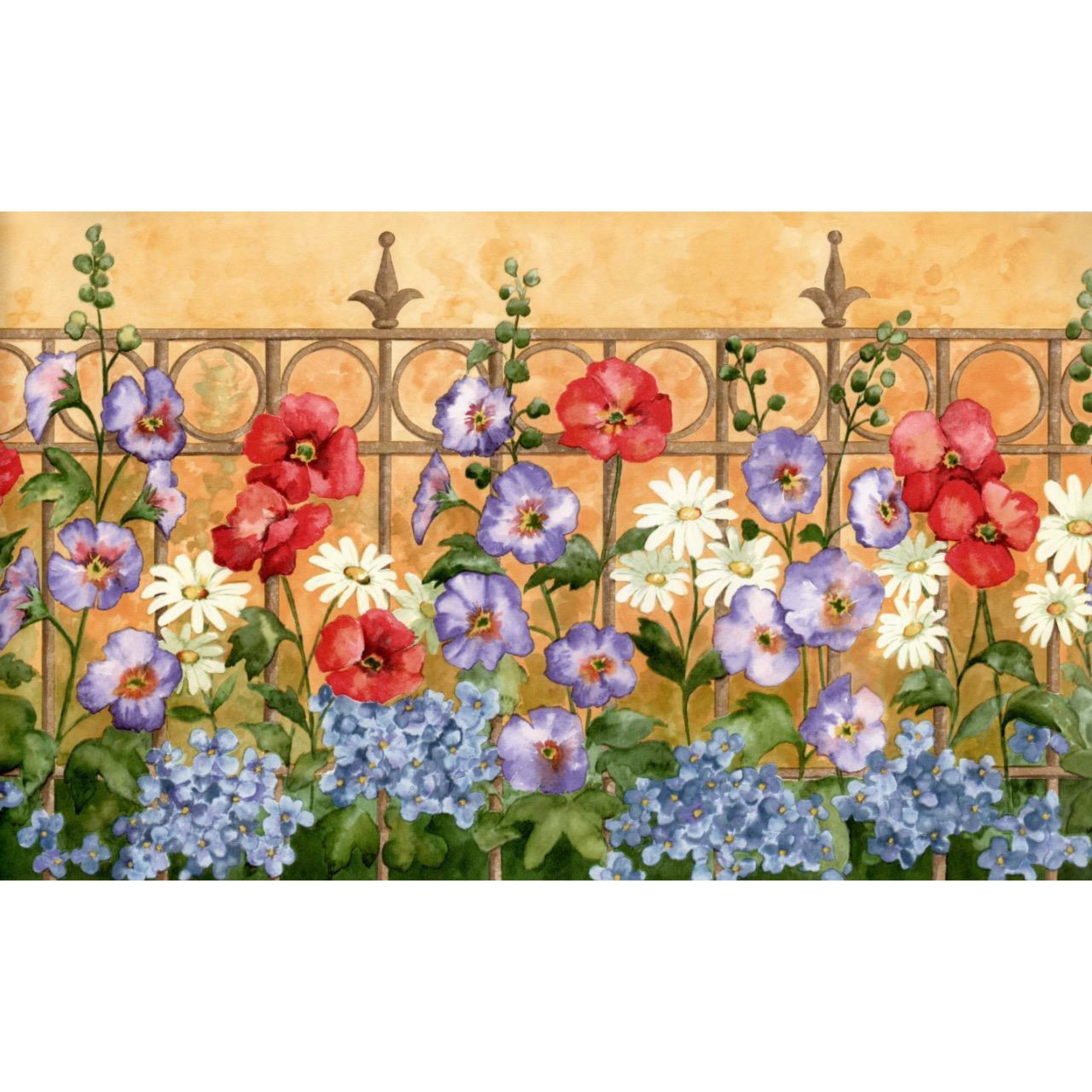 Trimz Cottage Garden Wallpaper Border - Floral Border Wall Decor ...