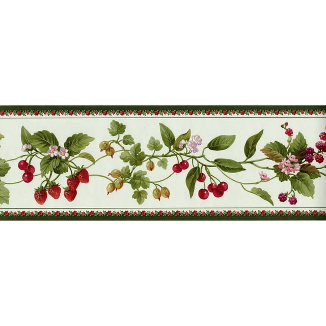 Trimz Floral and Berry Wallpaper Border - Ivy Leaf and Fruits Design ...