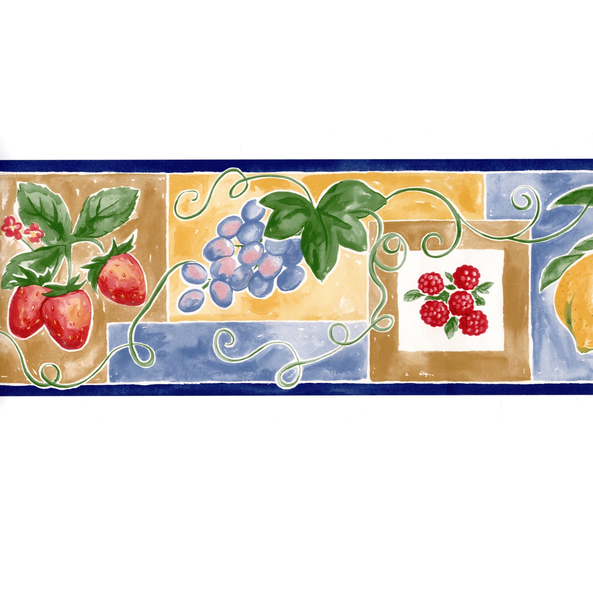 Trimz Kitchen Fruit Wallpaper Border- Strawberry, Lemon, Grape - 15 ft ...