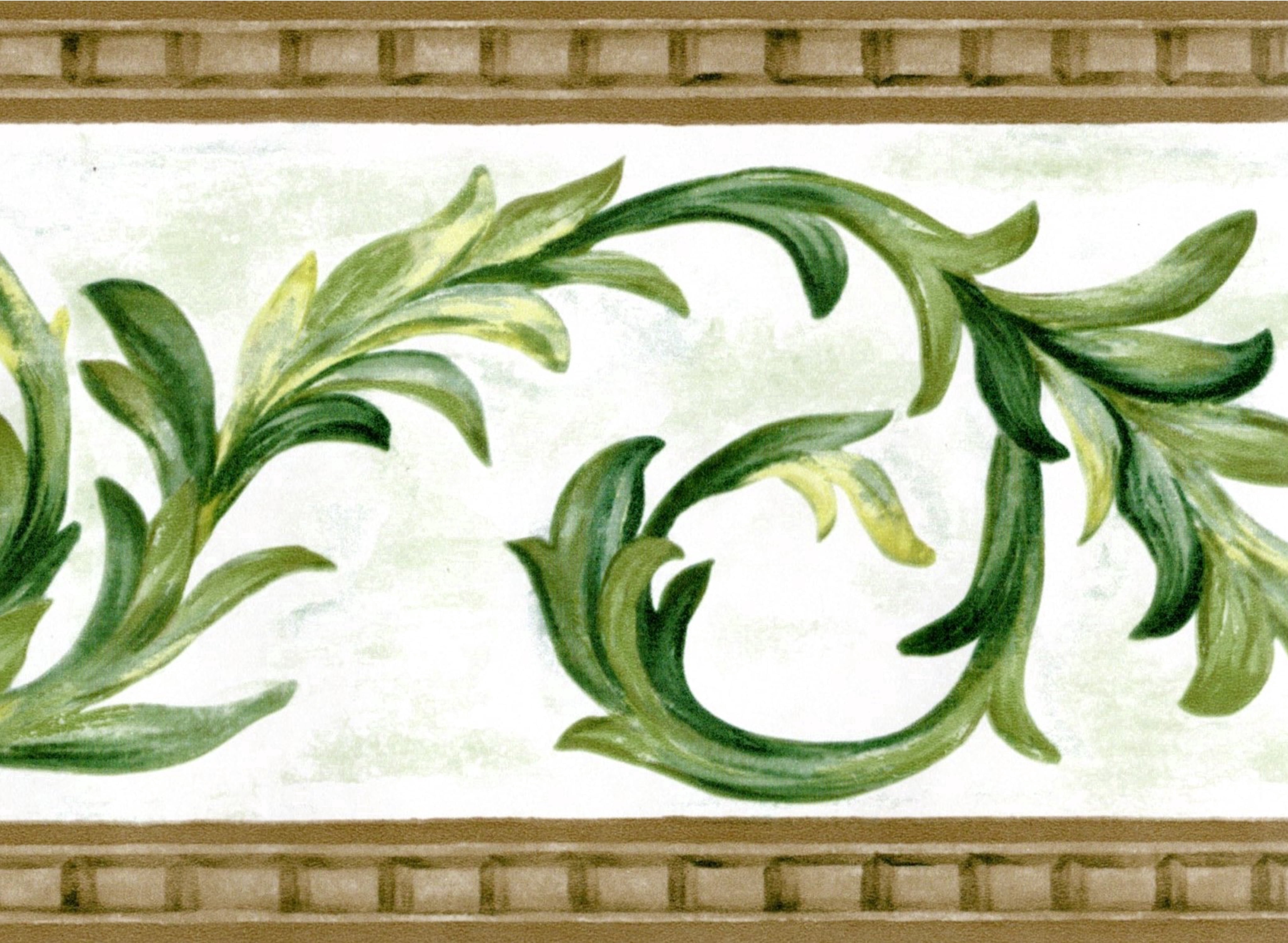 TRIMZ, Botanical Leaf Scroll, Wallpaper Border, Pre-pasted, 15 ft L x 5 ...