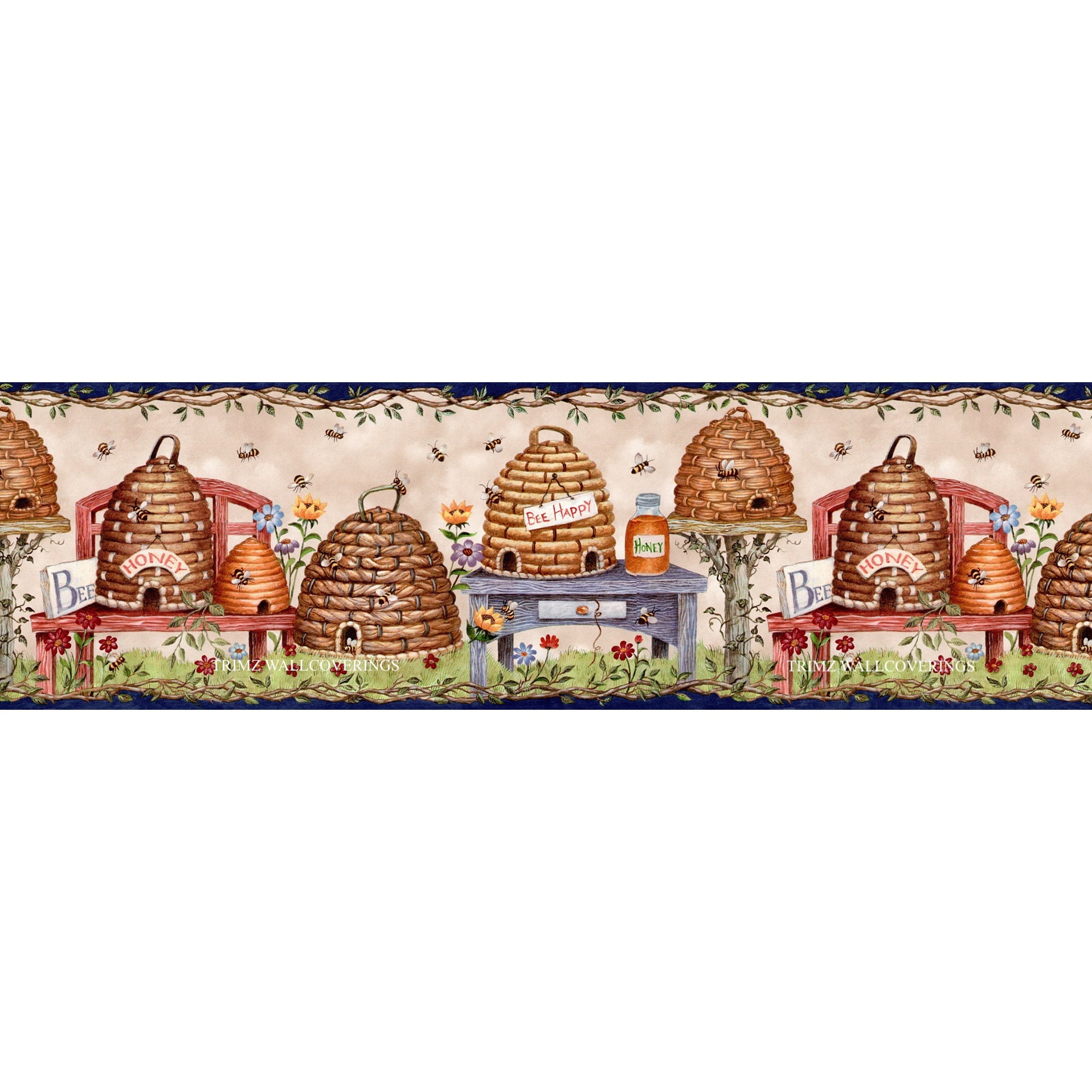 Trimz Rustic Beehive Honey Sunflower Wallpaper Border - 15 feet, Rustic ...
