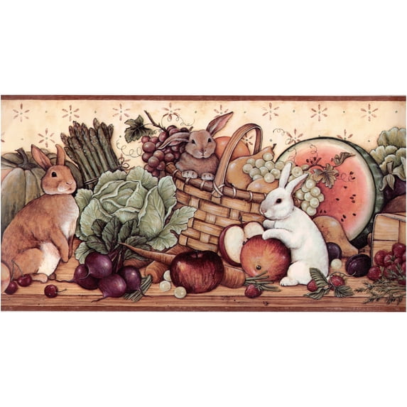 Trimz Rustic Farmhouse Kitchen Harvest Wallpaper Border - Rabbits and ...