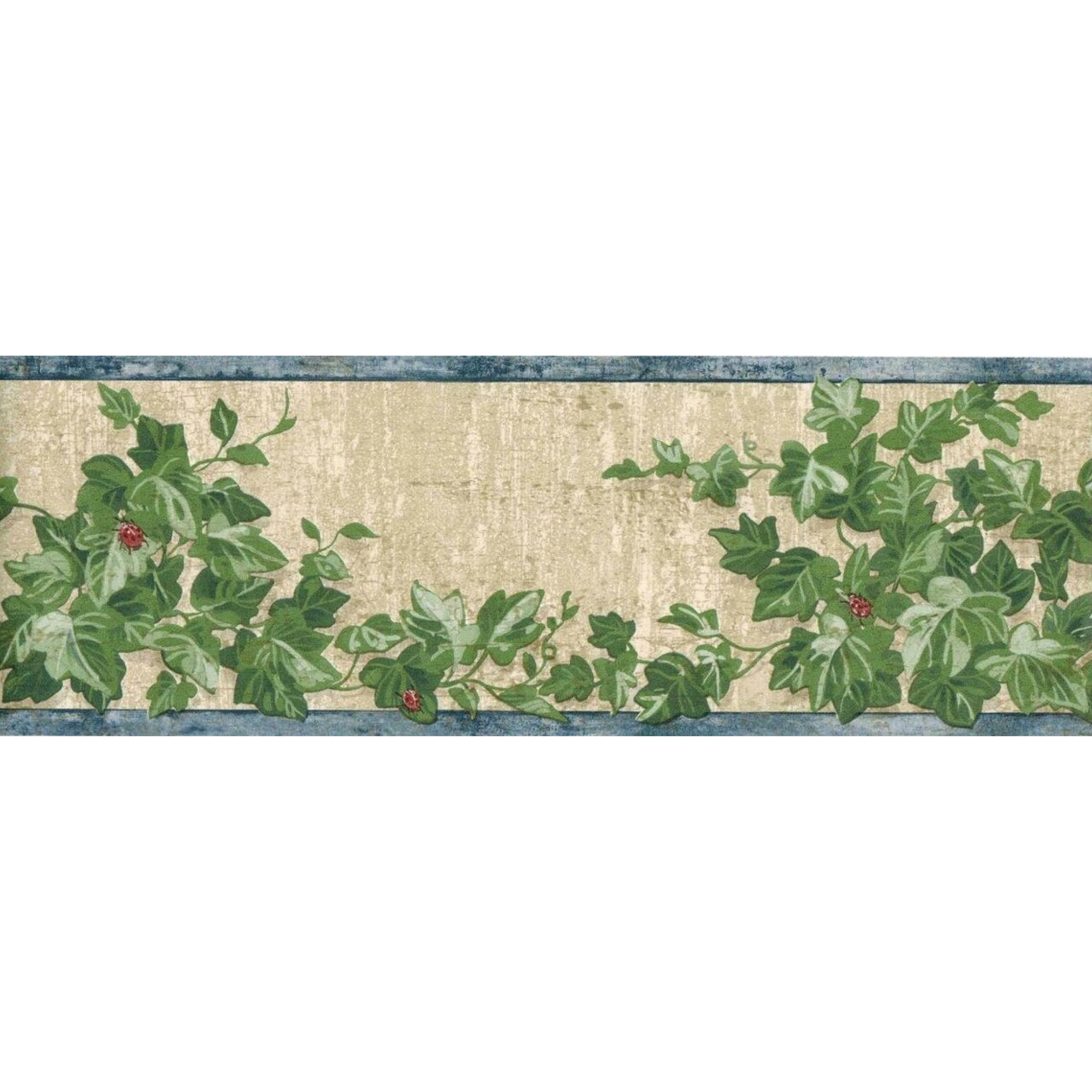 Trimz Rustic Green Ivy Leaf Vines with Ladybug Wallpaper Border - Green ...