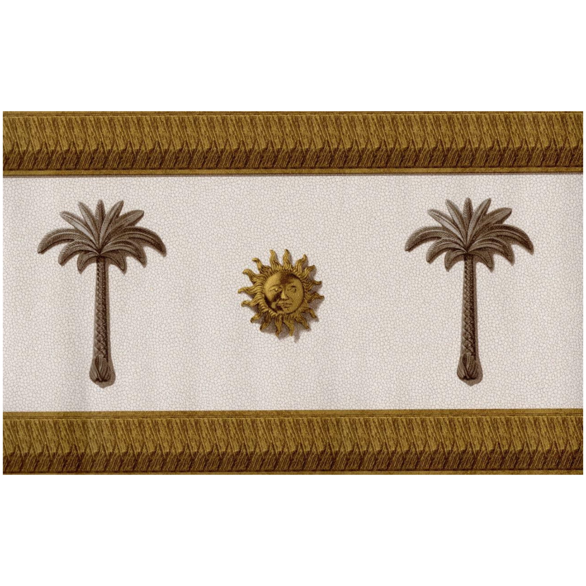Trimz Sun Medallion Palm Tree Wallpaper Border - Gold, White, Grey -15 ...