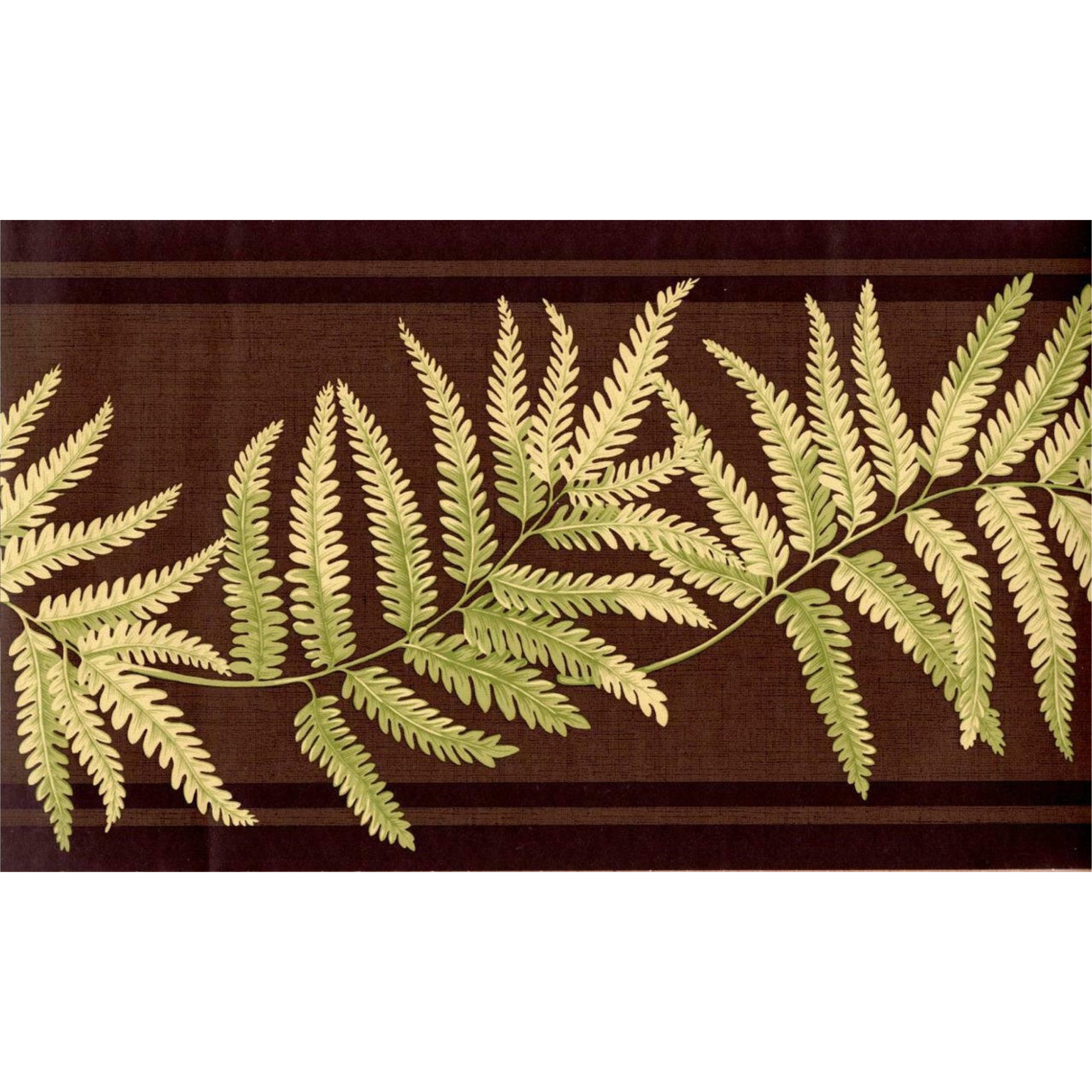 Trimz Tropical Green Fern Leaf Wallpaper Border, Green, Brown, 15' L x ...