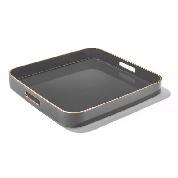 Trina Turk, Cool Gray with Gold Rim Polypropylene Square Serving Tray ...