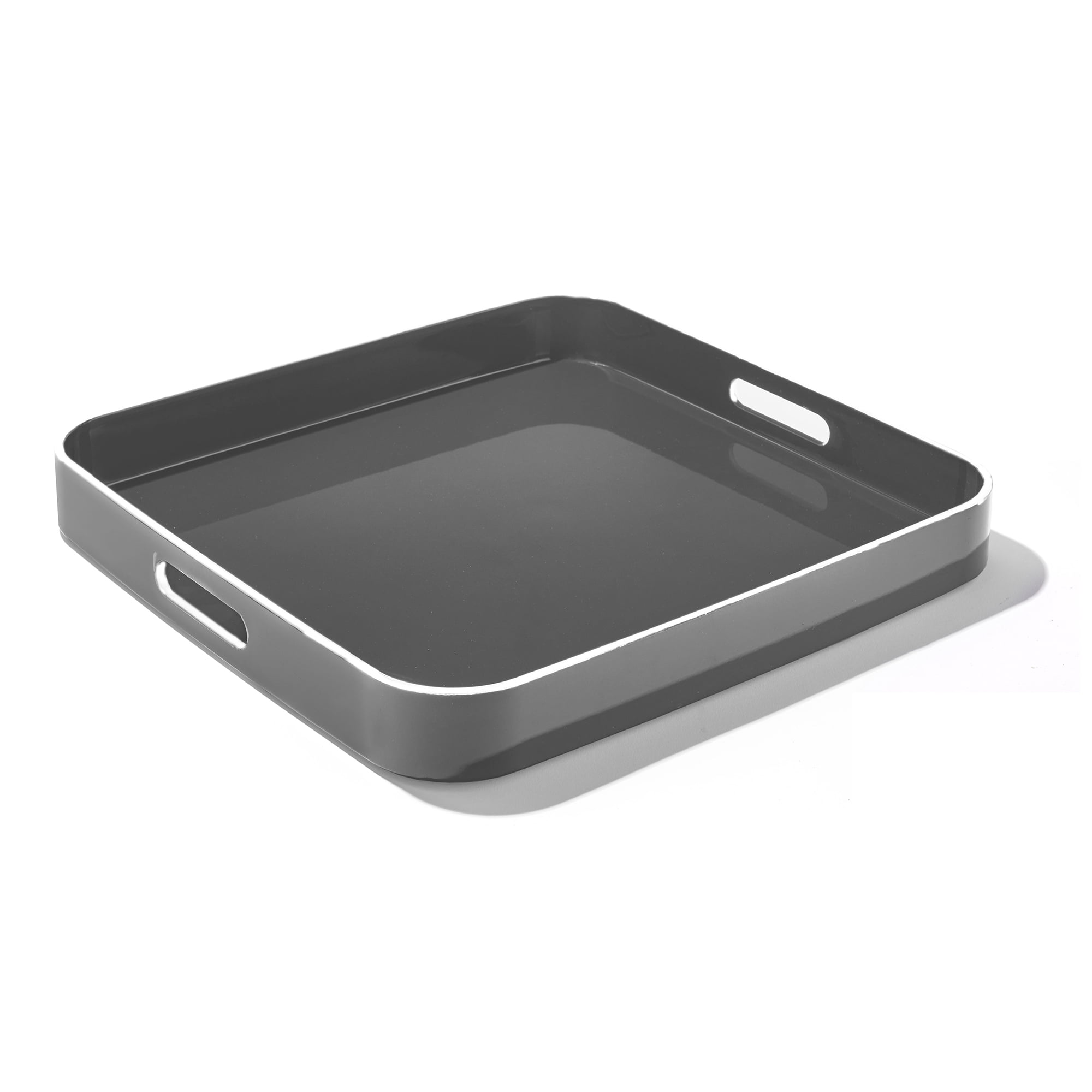 Trina Turk, Gray with White Rim Polypropylene Square Serving Tray with ...