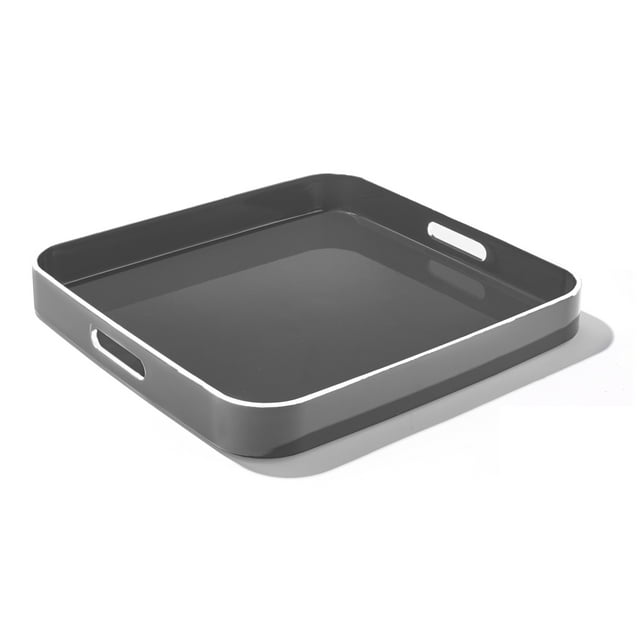 Trina Turk, Gray with White Rim Polypropylene Square Serving Tray with ...