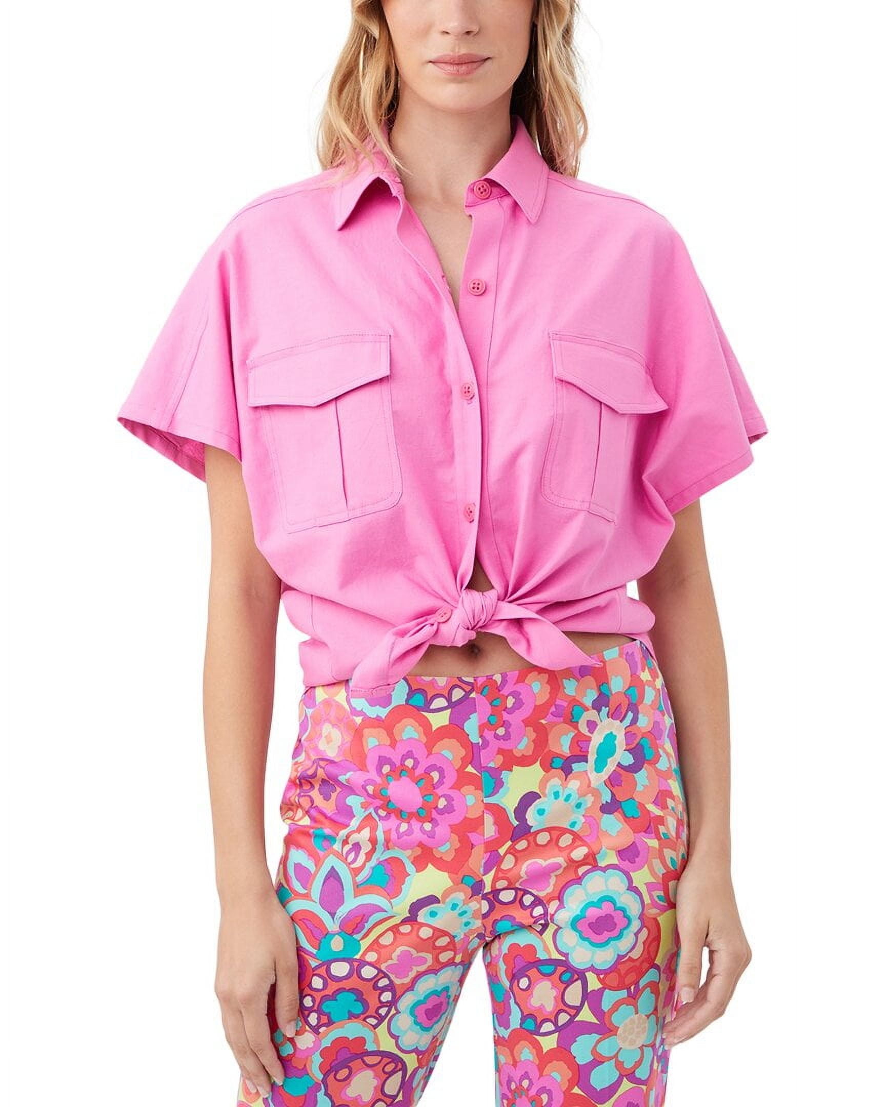 Trina Turk womens Vara Linen-Blend Top, s - Walmart Business Supplies