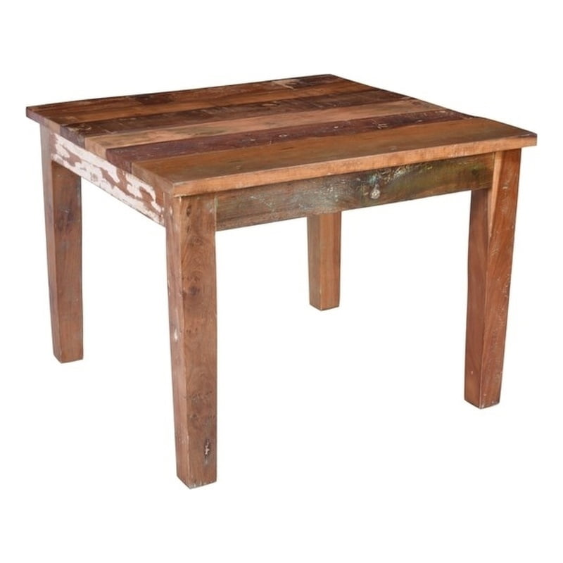 Trinidad 40" Square Dining Table in Natural Brown Finish on Reclaimed ...