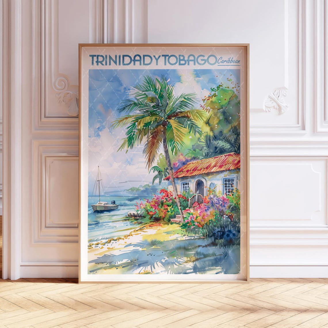 Trinidad And Tobago Caribbean Pastel Travel Poster, Unframed Size 24x36 ...