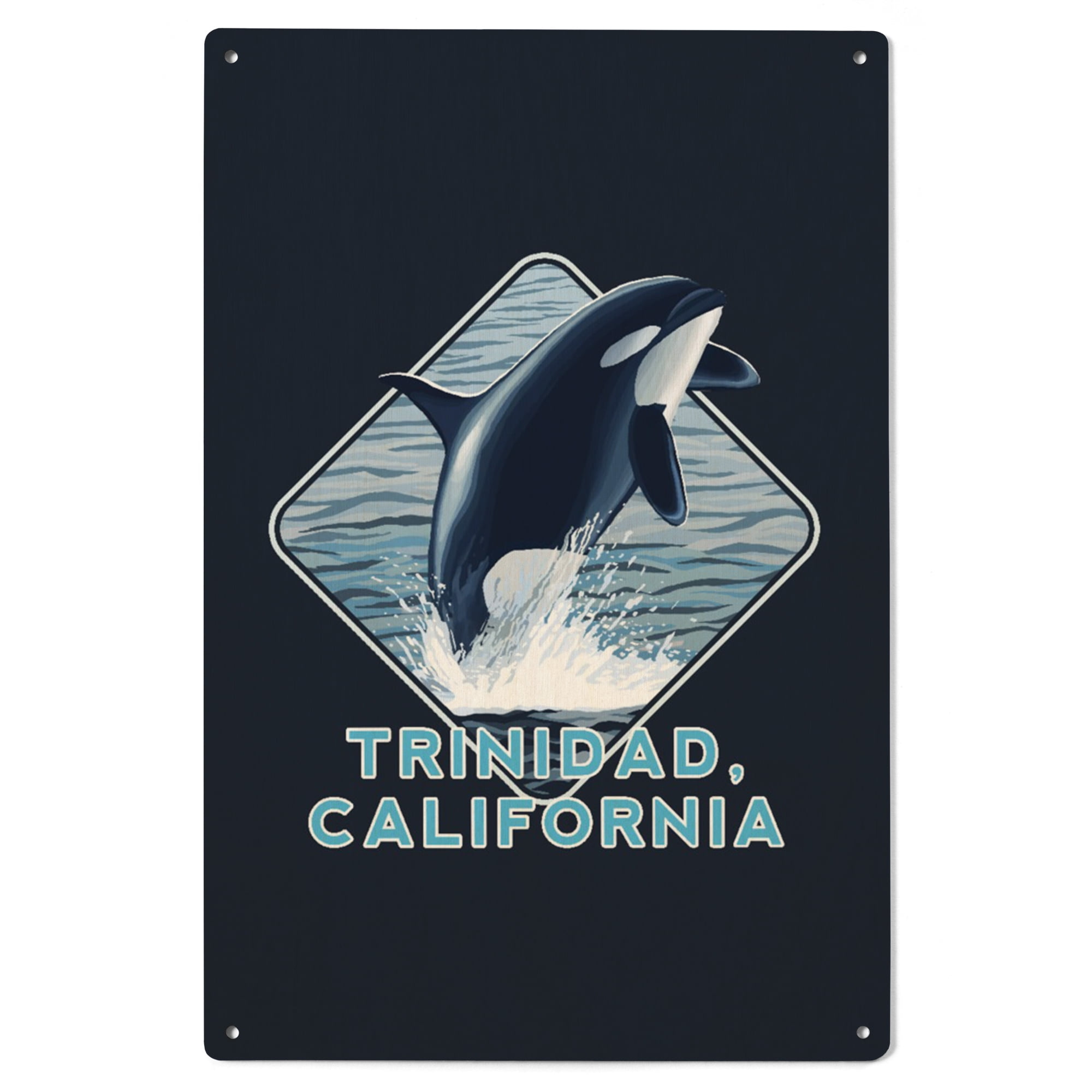 Trinidad, California, Orca Whale Jumping, Contour Birch Wood Wall Sign ...