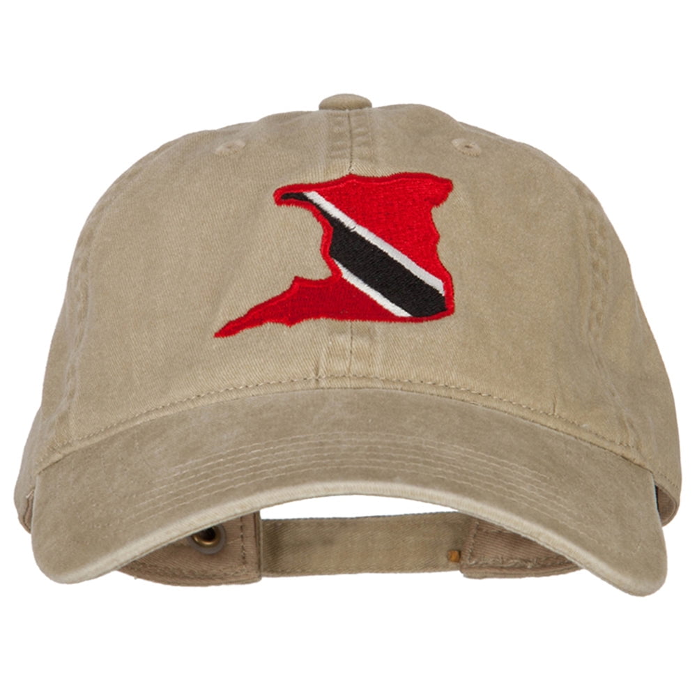 Trinidad Flag Map Embroidered Washed Cotton Twill Cap - Khaki OSFM ...