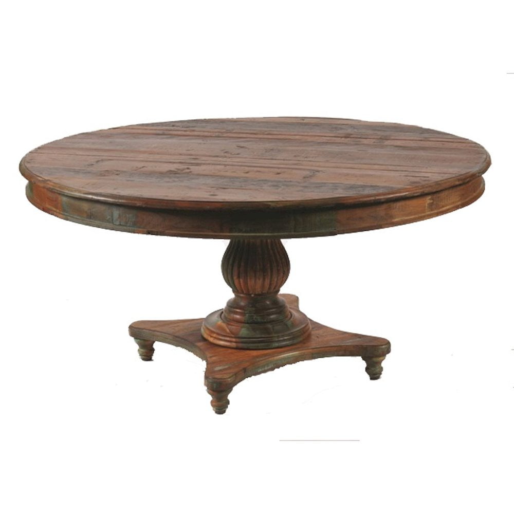 "Large Trinidad Reclaimed Solid Wood 72"" Round Dining Table in Multi ...