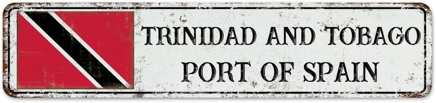 Trinidad And Tobago Flag City Street 4"x16" Metal Tin Sign Country ...