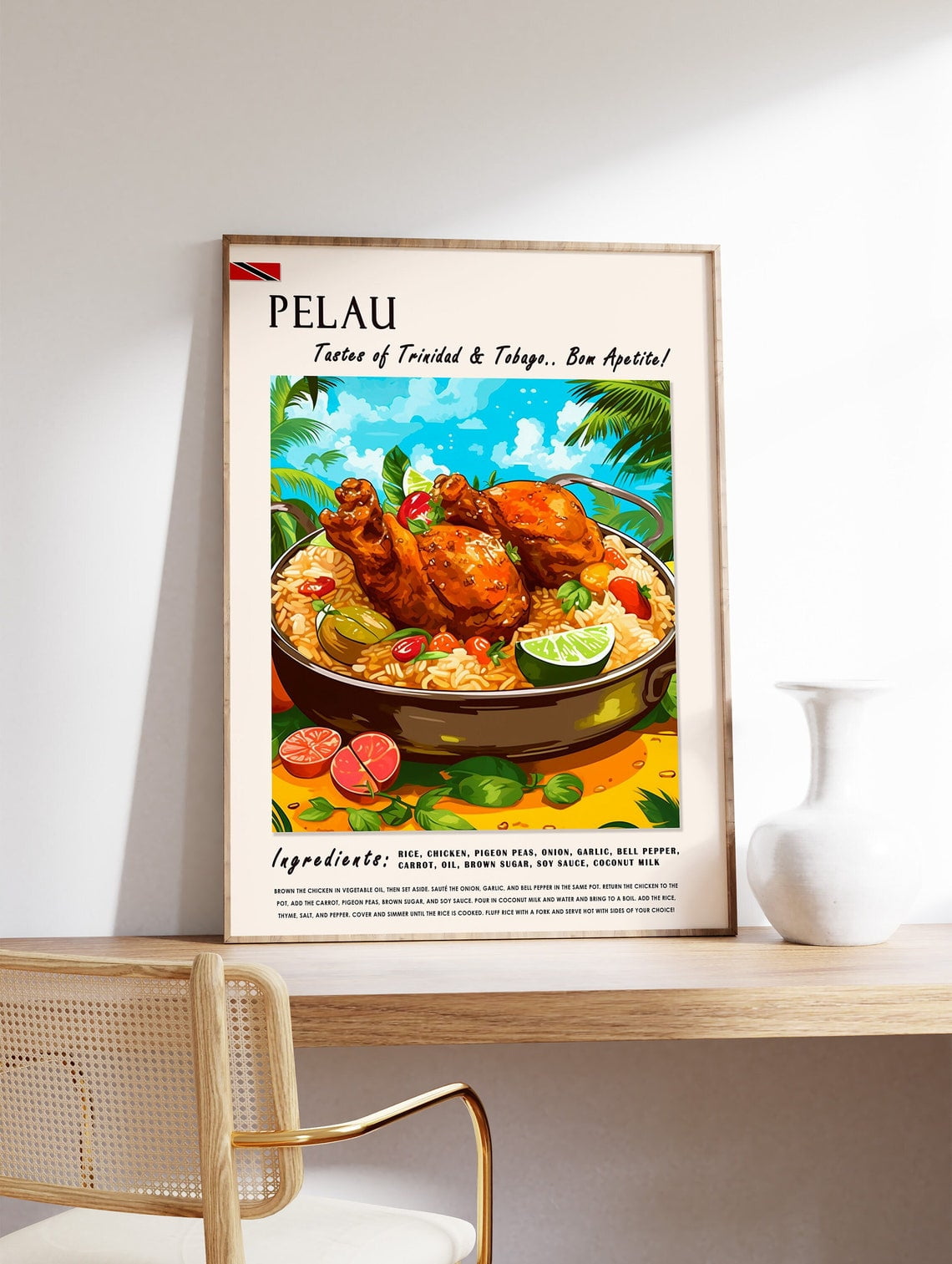 Trinidad And Tobago Food Poster, Pelau Caribbean Food Print, Trinidad ...