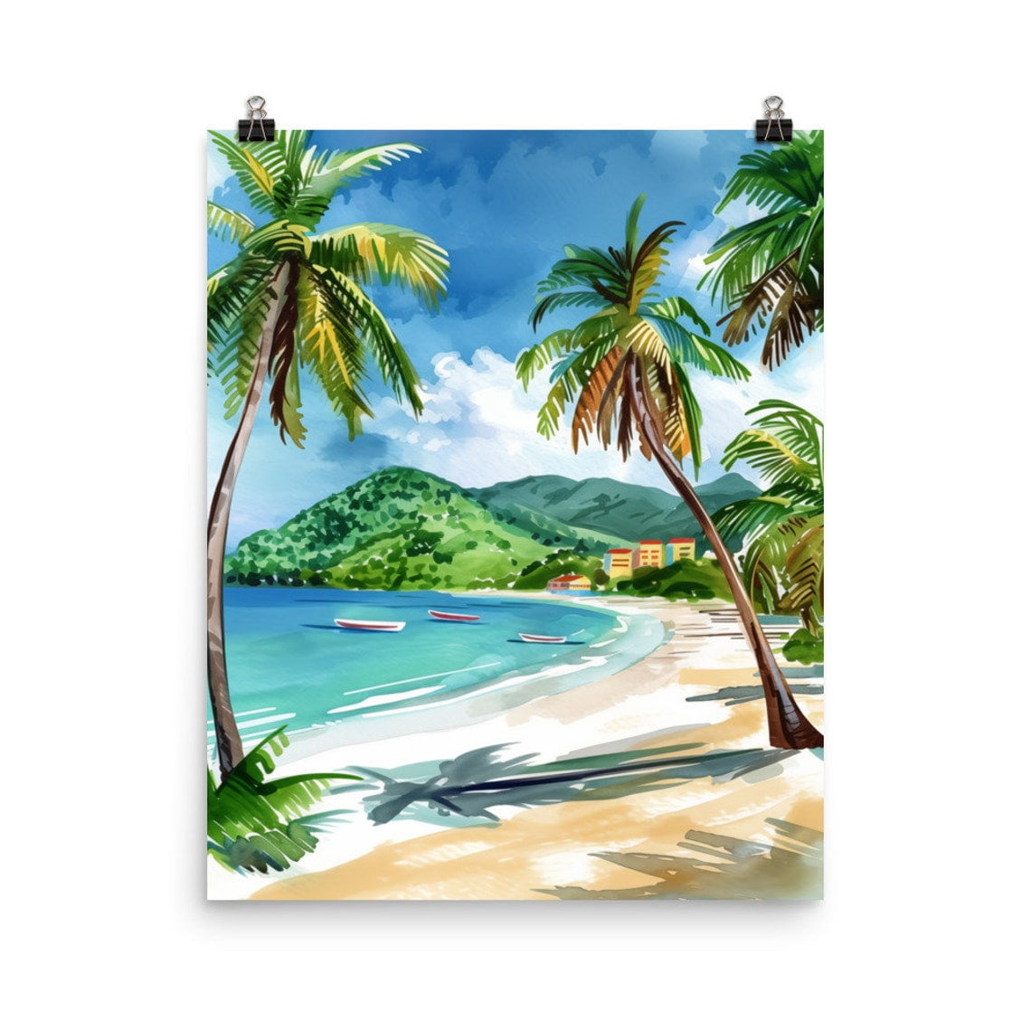 Trinidad And Tobago Print, Caribbean Beach Scene Art, Tropical Island ...