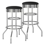 Trinity 30 Inch Double Ring Faux Leather Swivel Bar Stools, 2 Pack ...