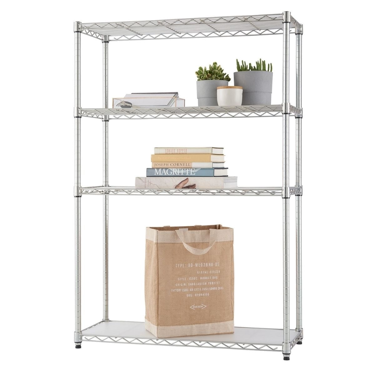 Trinity EcoStorage® 4-Tier 36x14x54 Wire Shelving w/ Liners, Chrome ...