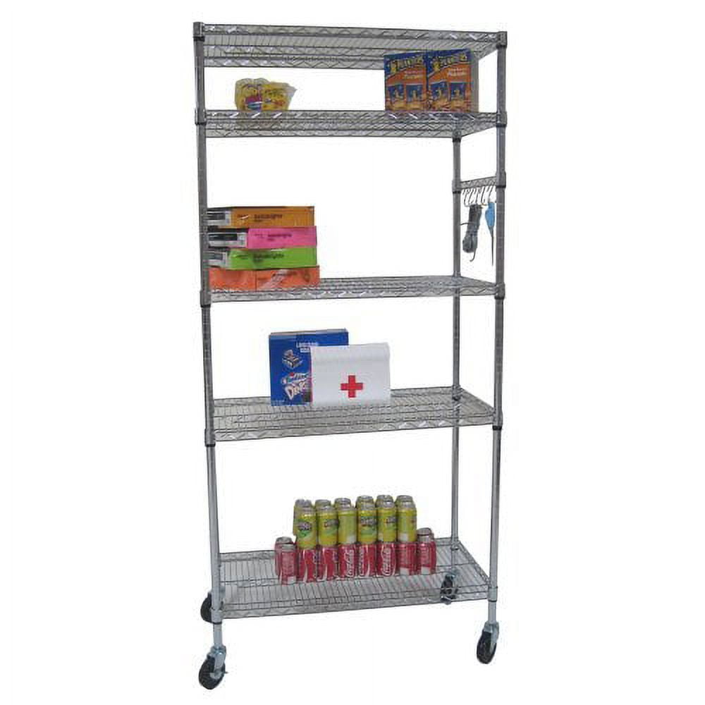 Trinity EcoStorage® 5-Tier 36x18x72 Commercial Wire Shelving w/ Sidebar ...