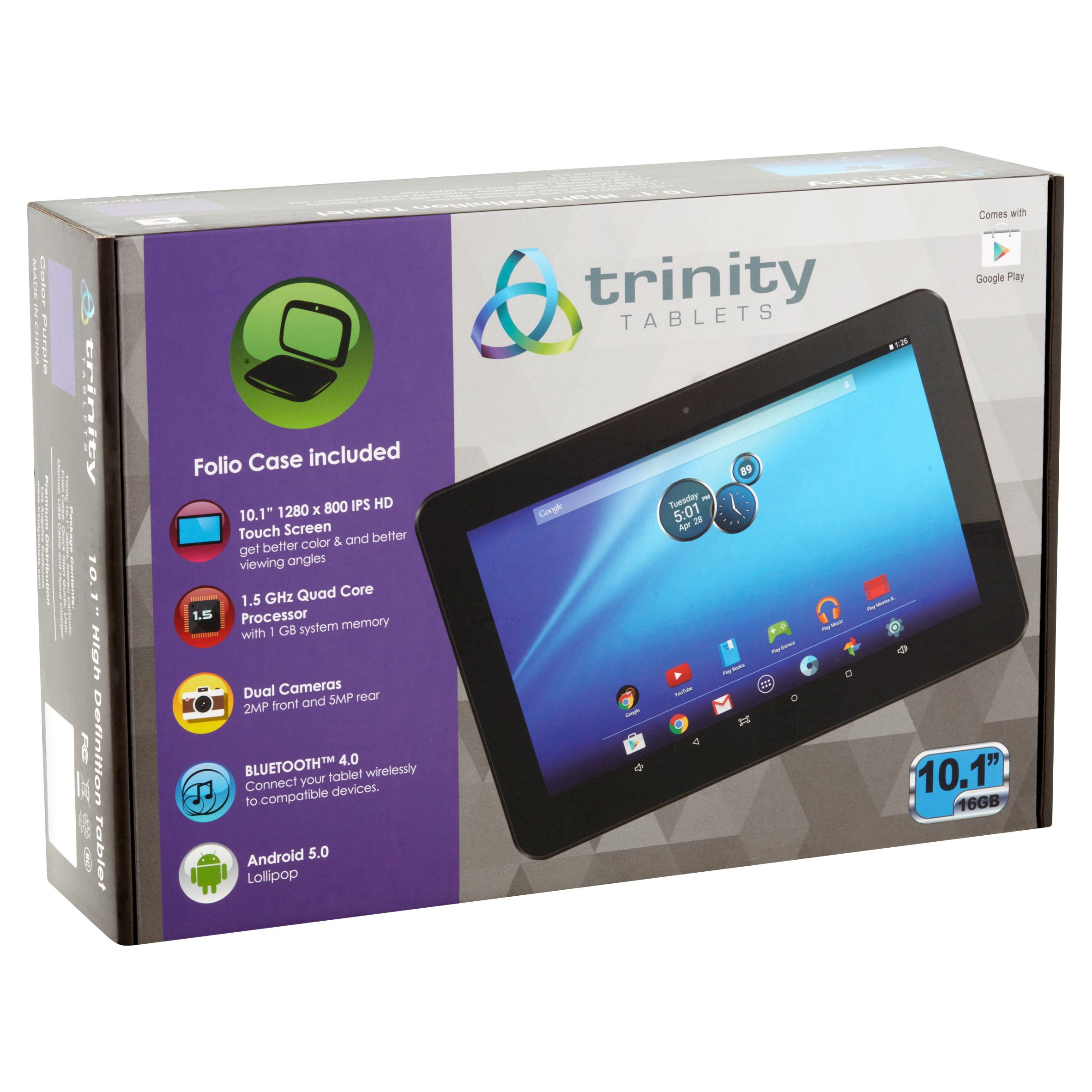 Trinity Tablets 10.1” 1.5 GHz Quad Core Processor 16GB Android 5.0 Lollipop High Definition ...