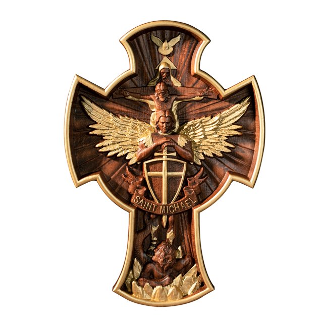 Trinity with Archangel Dragon Slaying Cross God Praying Cross Room ...