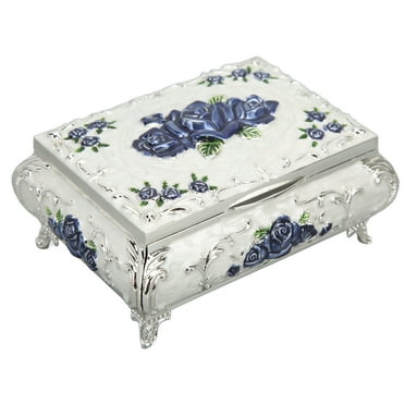 H&S Antique Metal Jewelry Box for Storage - Floral Vintage Jewelry Box ...