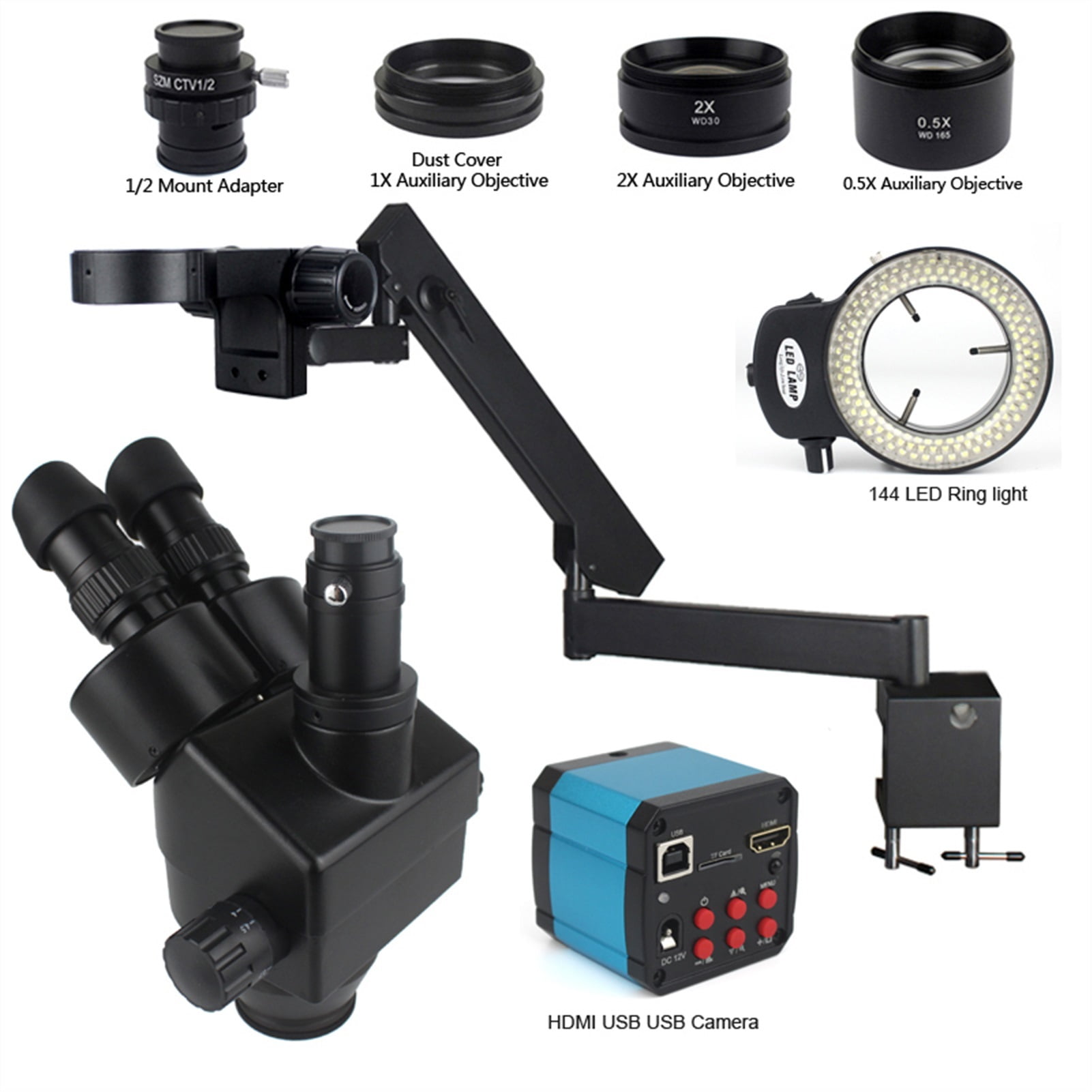 Trinocular Stereo Microscope HDMI USB Video Microscopio SMD Magnifier ...