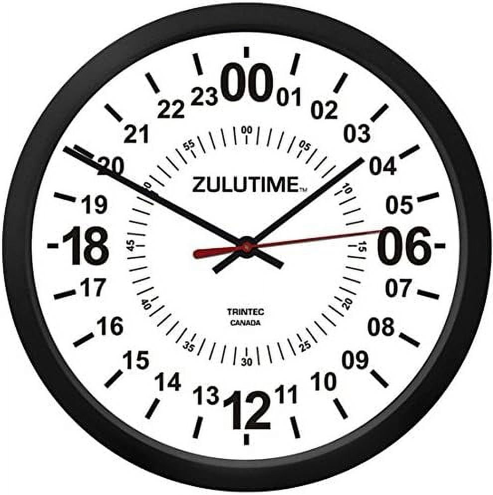Trintec 24 Hour Military TIME SWL Zulu TIME White 24HR White Wall Clock ...