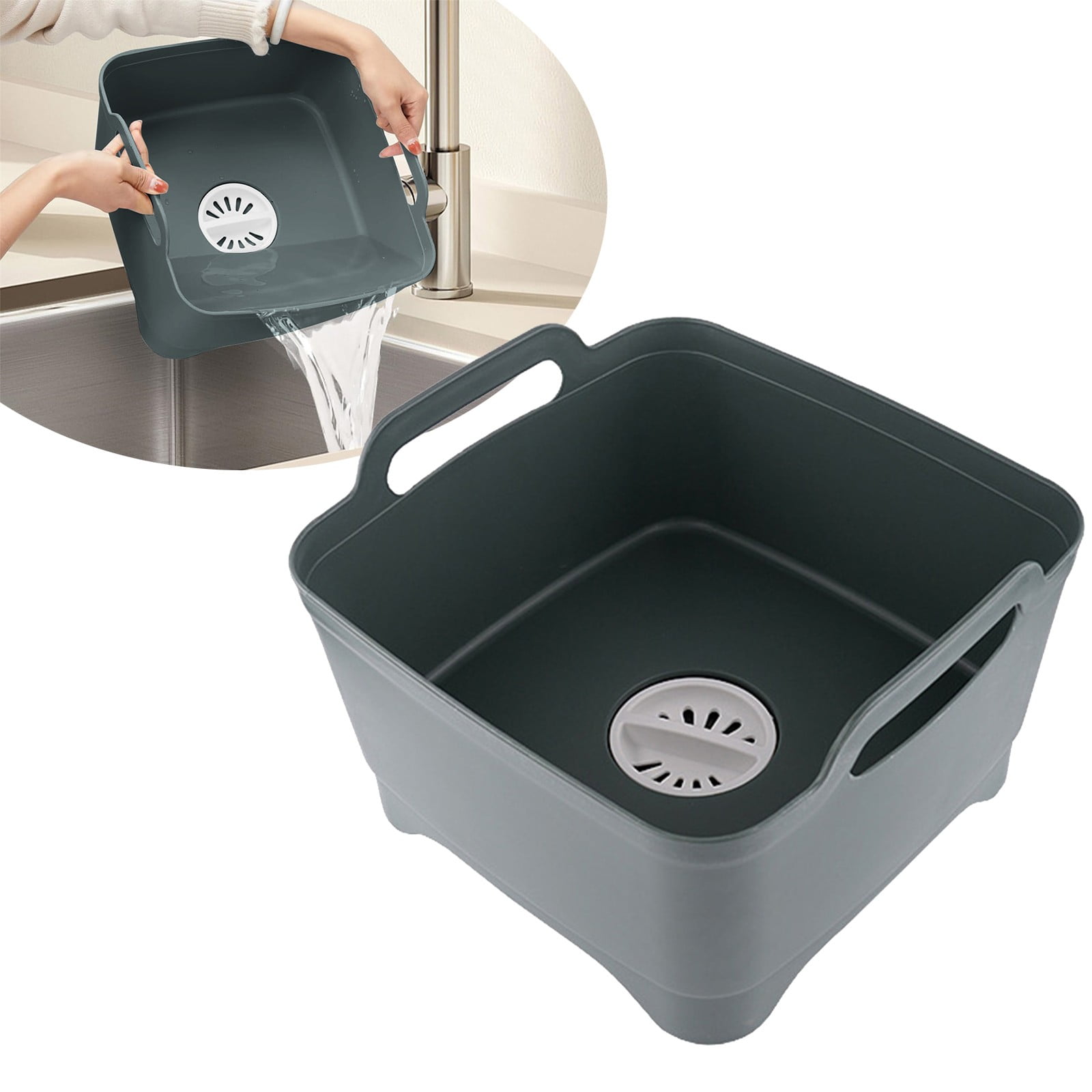 Trintion Washing Up Bowl With Plug Strainer Strainer Square Washing Up ...
