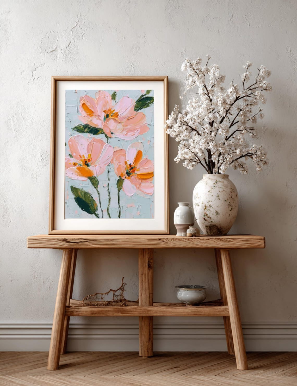 Trio Of Baby Rabbits In Spring Wildflowers Poster , Rustic Cottagecore ...
