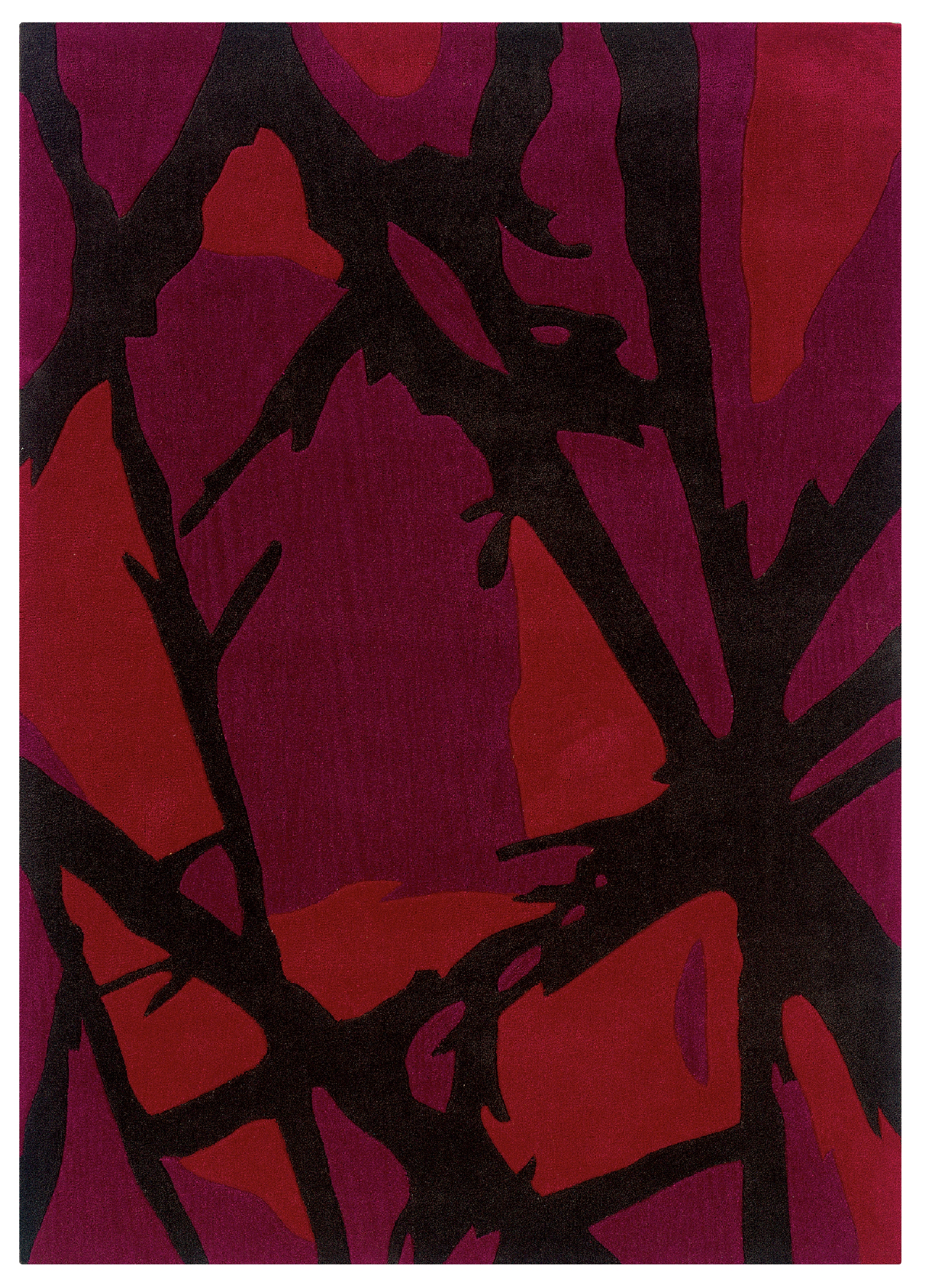 Trio Branches Charcoal Red Area Rug 5x7 Contemporary Transitional ...