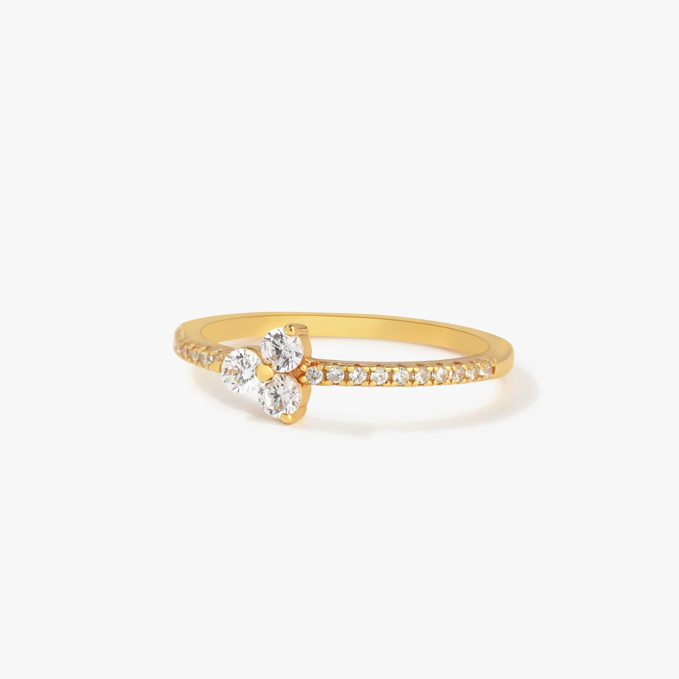 Trio Crystal 3A CZ Floral Ring - Walmart.com