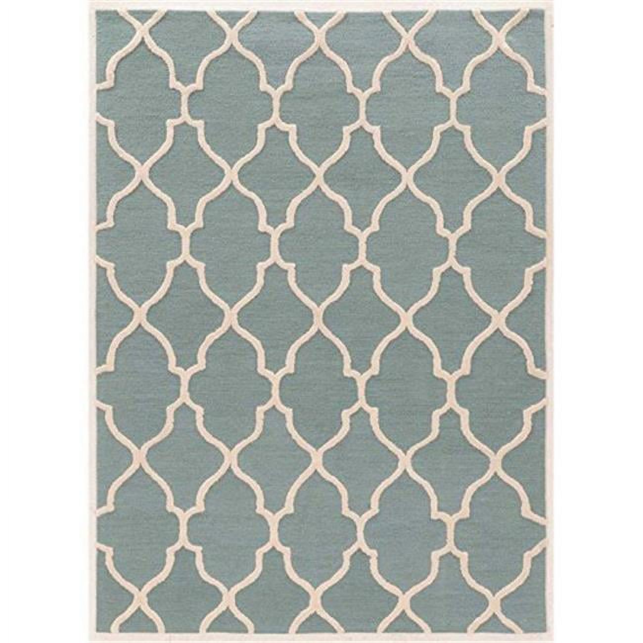Trio Geo Hand Tufted Rug - Turquoise & Cream - 8 x 10 ft. - Walmart.com