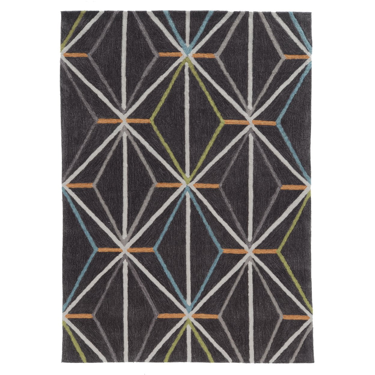 Trio Prisma Charcoal Multi Area Rug 5x7 Transitional Modern Design Soft ...