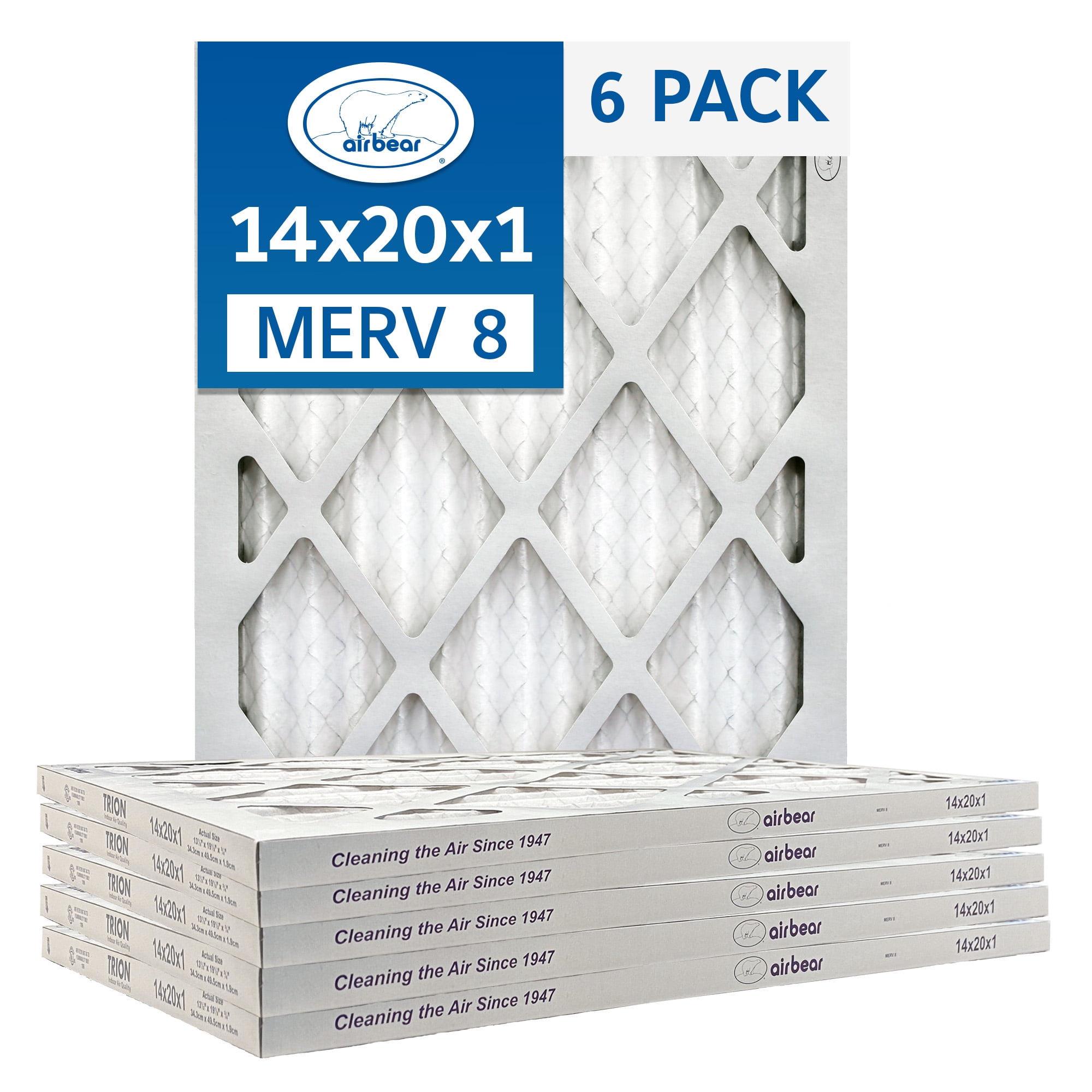 Trion Air Bear T08-14201-6P - 14" x 20" x 1" Pleated Air Filter (6-Pack ...