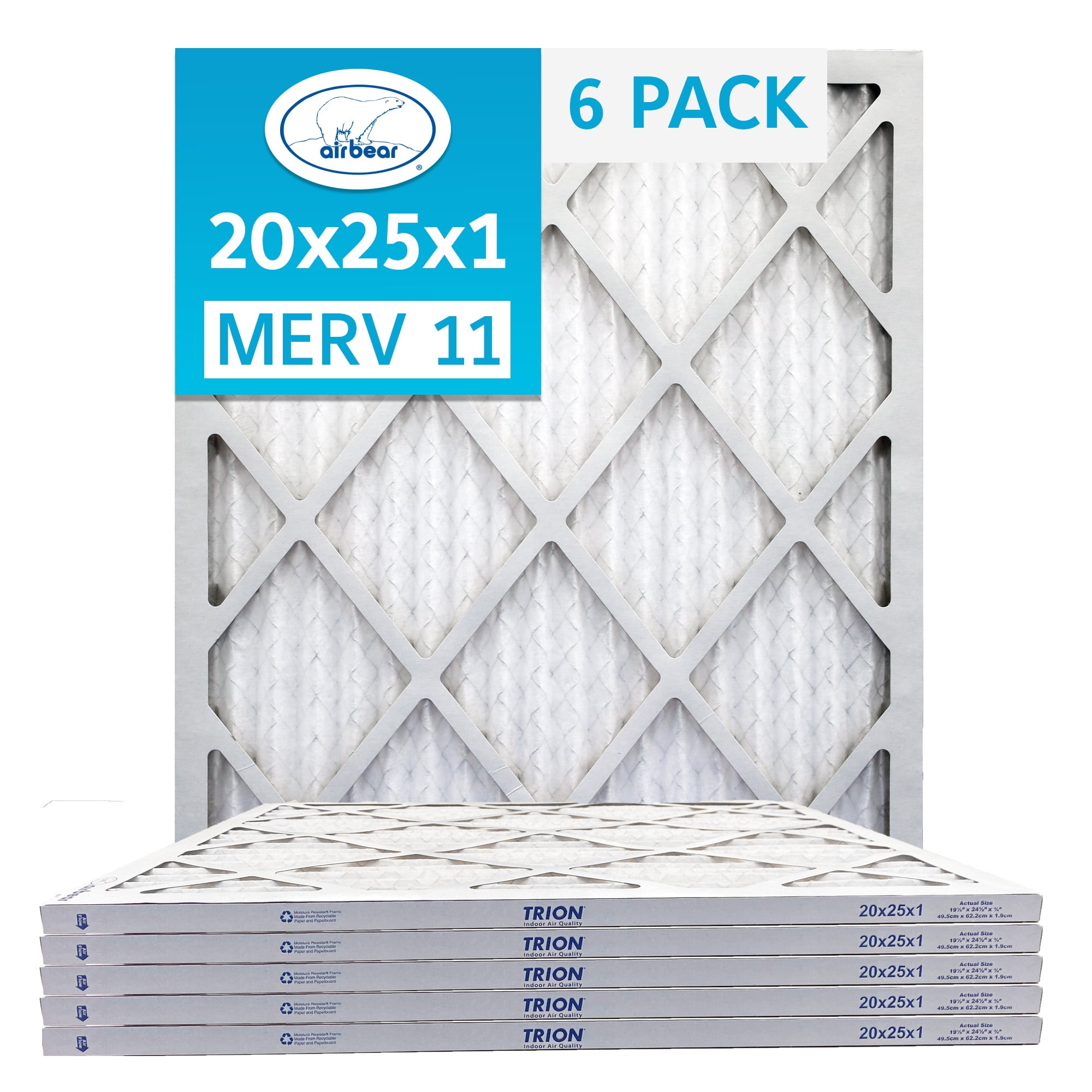Trion Air Bear T11-20251-6P - 20" x 25" x 1" Pleated Air Filter (6-Pack ...
