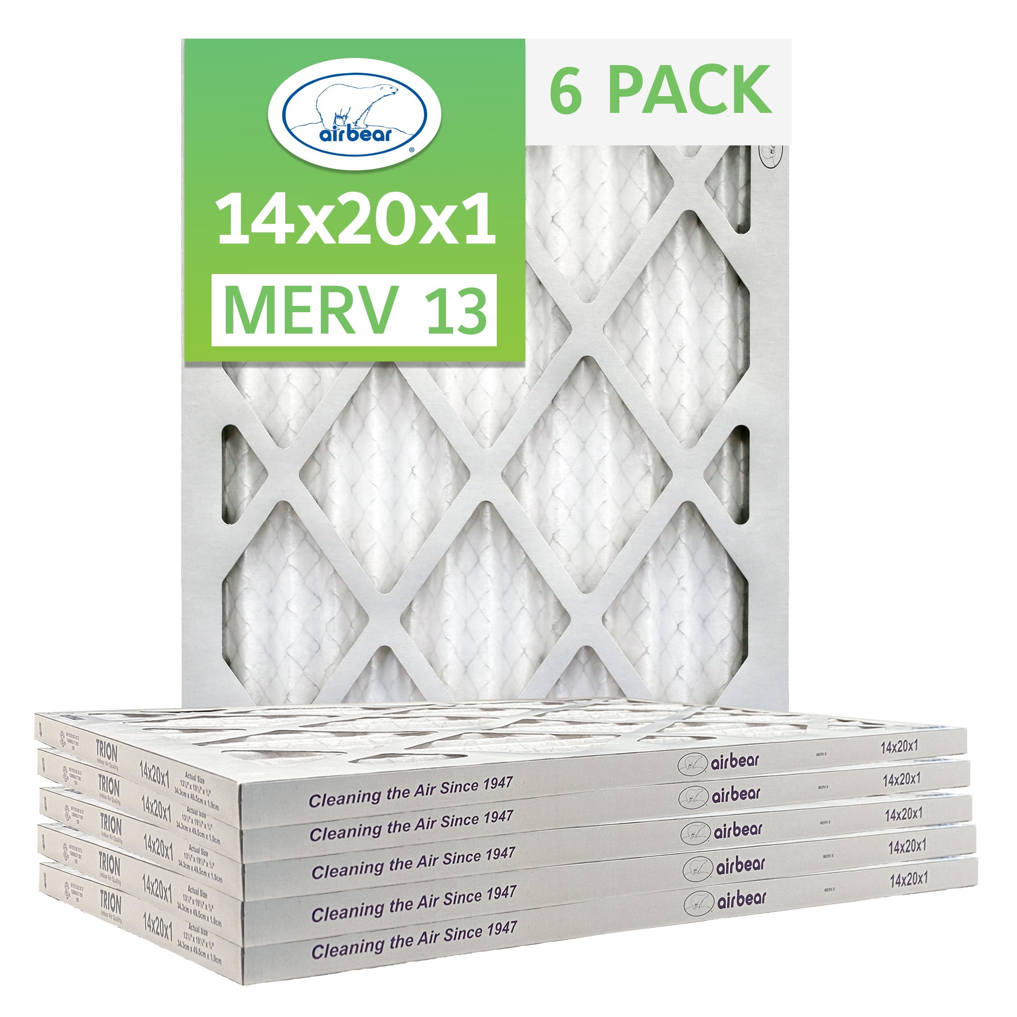 Trion Air Bear T13-14201-6P - 14" x 20" x 1" Pleated Air Filter (6-Pack ...
