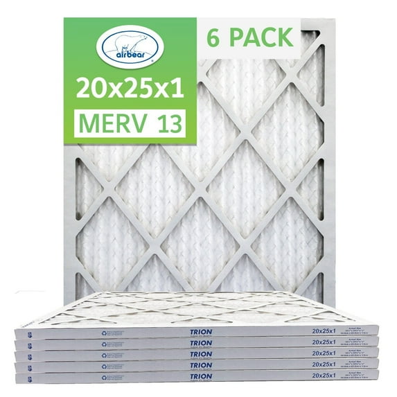 Trion Air Bear T13-20251-6P - 20" x 25" x 1" Pleated Air Filter (6-Pack) MERV 13 - Walmart.com